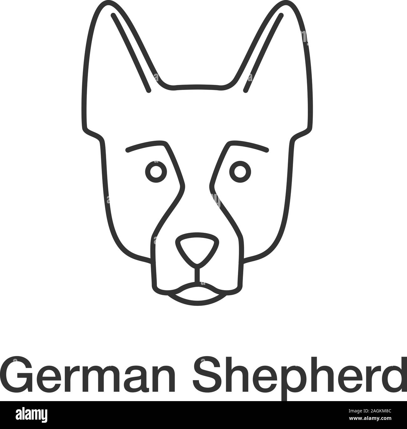 German Shepherd linear icon. Alsatian. Thin line illustration. Guide ...