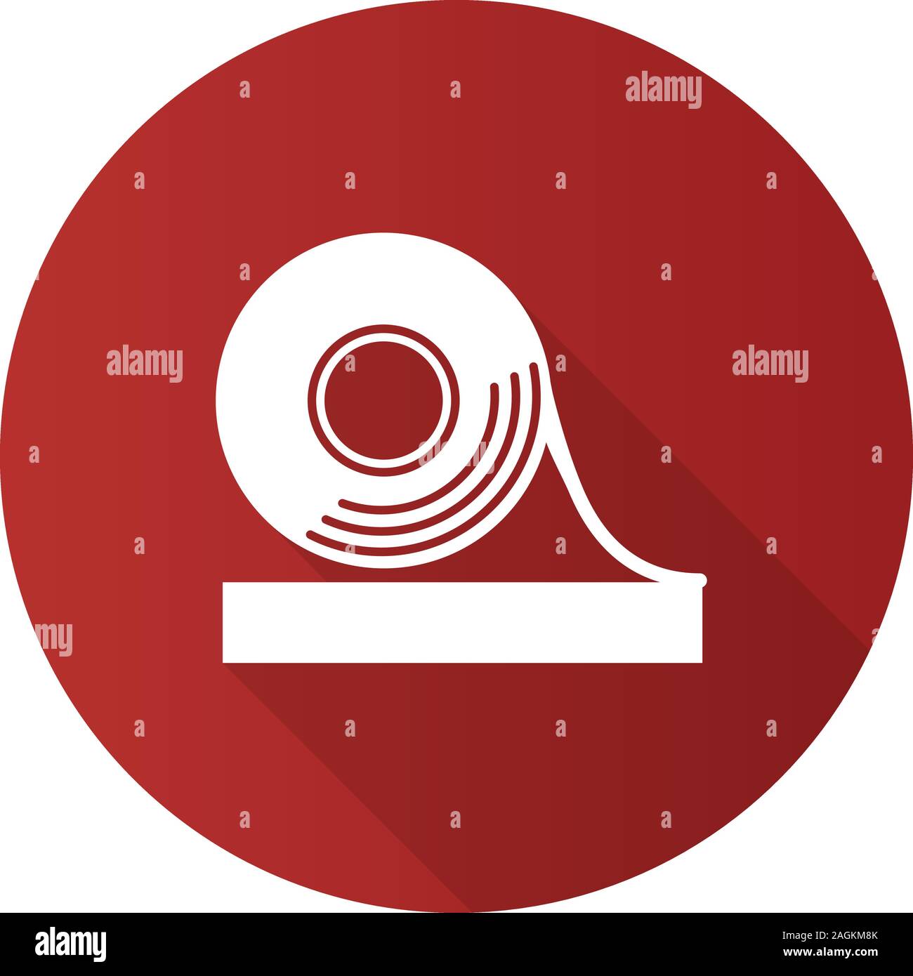 Adhesive tape roll flat linear long shadow icon. Insulating and ...