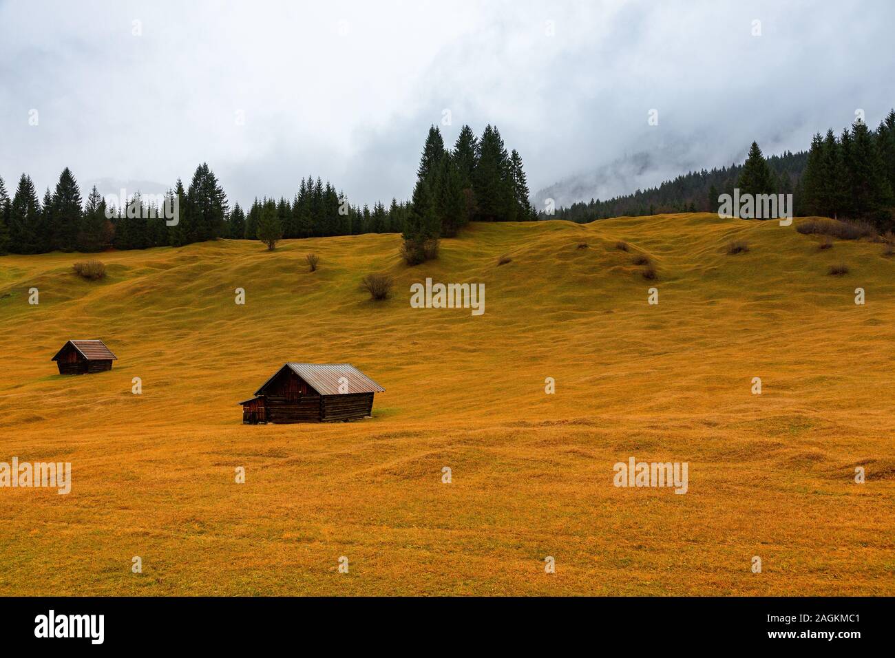 Old wooden huts in Alps, Bavaria Germany Stock Photo - Alamy