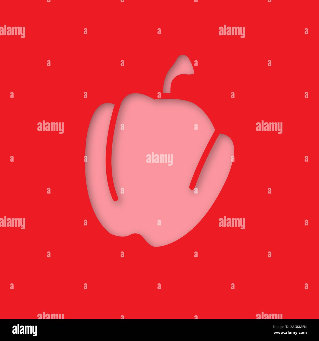 Bell pepper paper cut out icon. Paprika. Vector silhouette isolated ...