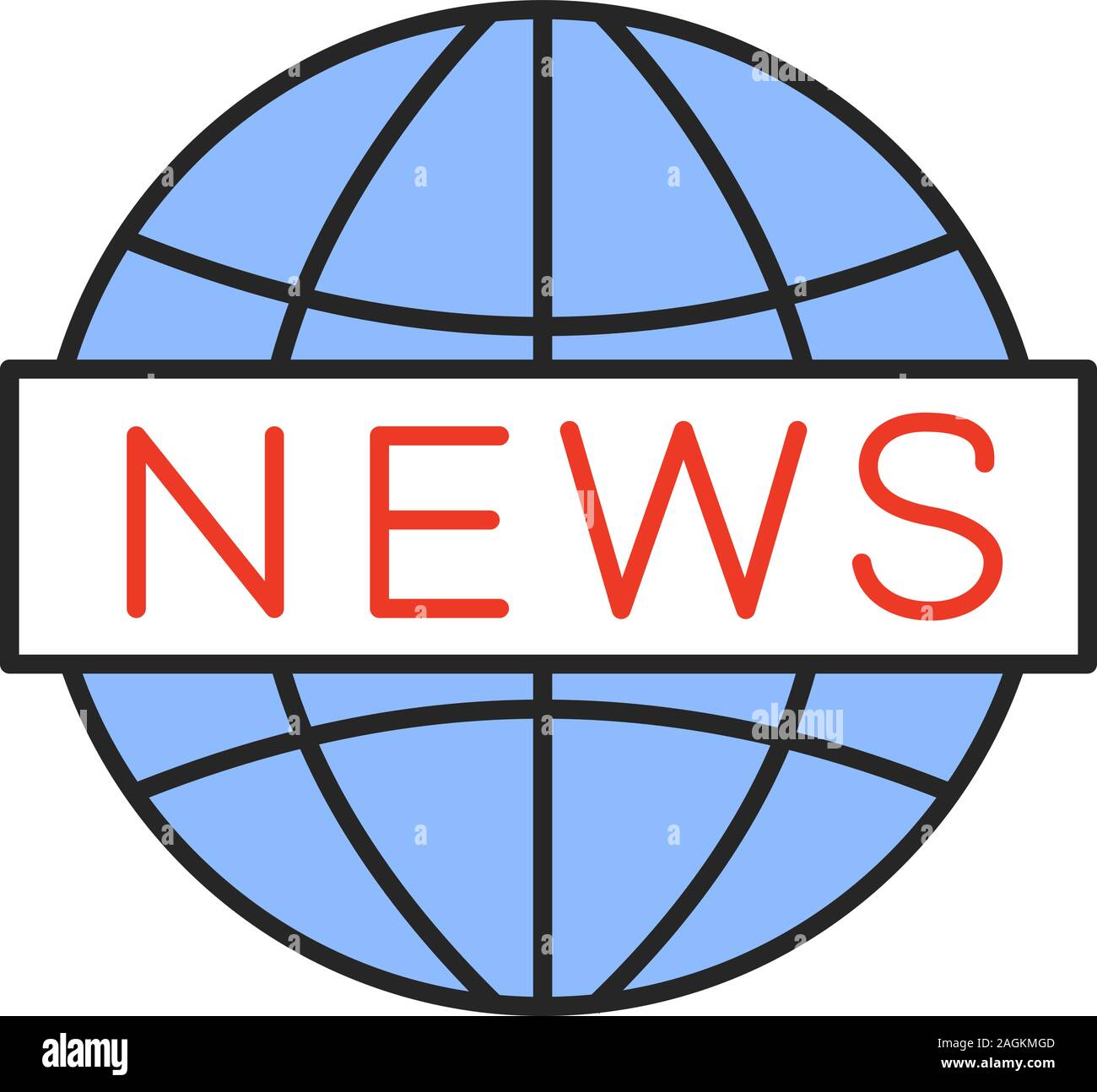 Global news color icon. Newscast. Isolated vector illustration Stock ...