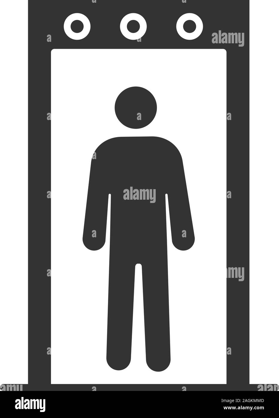 Metal detector portal glyph icon. Airport security scanner with person ...
