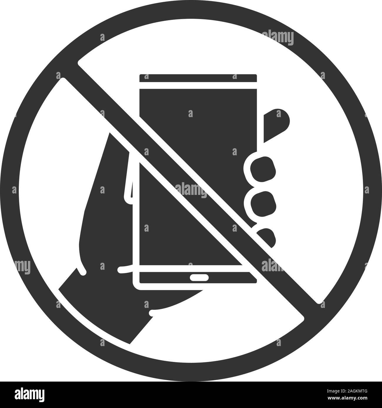 Forbidden sign with mobile phone glyph icon. No smartphone prohibition ...