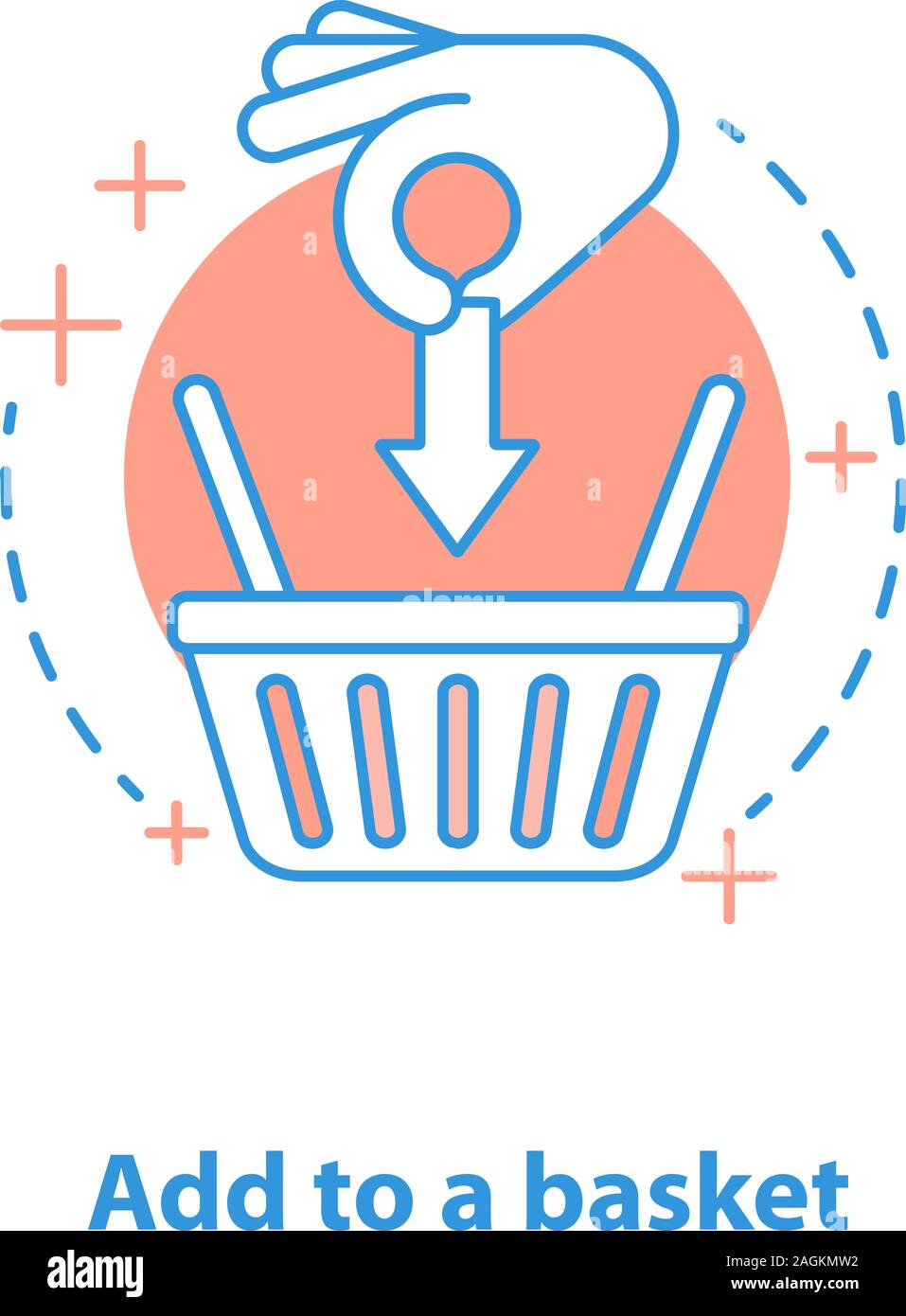 Add to basket concept icon. Digital purchase. Online shopping idea thin ...