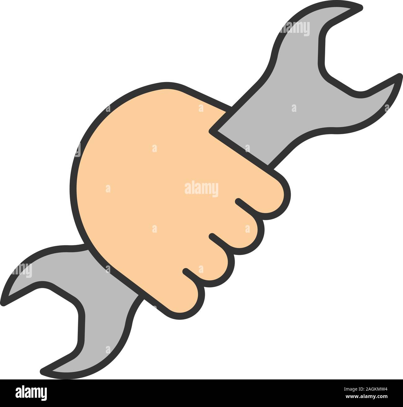 Hand holding wrench color icon. Double open ended spanner. Isolated ...