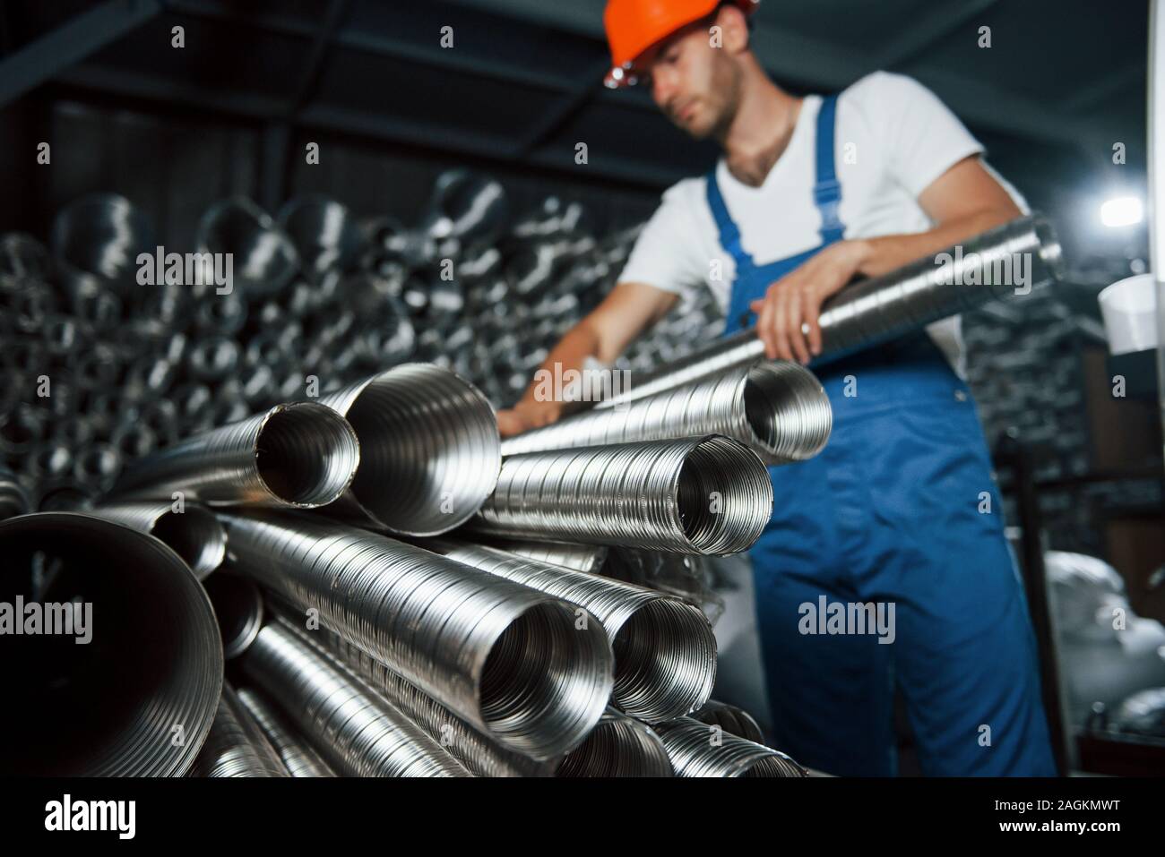 Silver pipes metal plumbing hi-res stock photography and images - Alamy