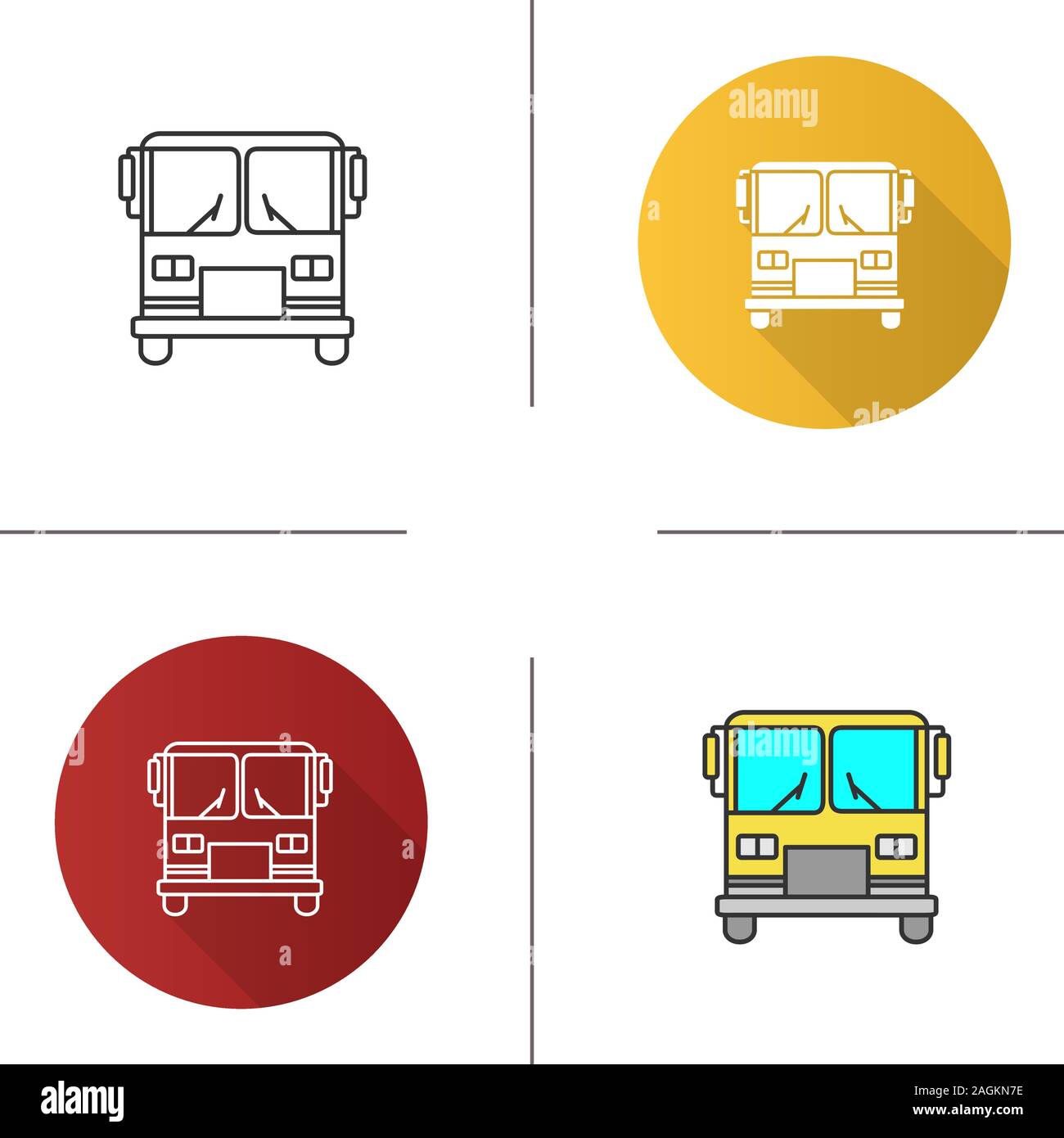 Bus icon. Flat design, linear and color styles. Isolated vector ...