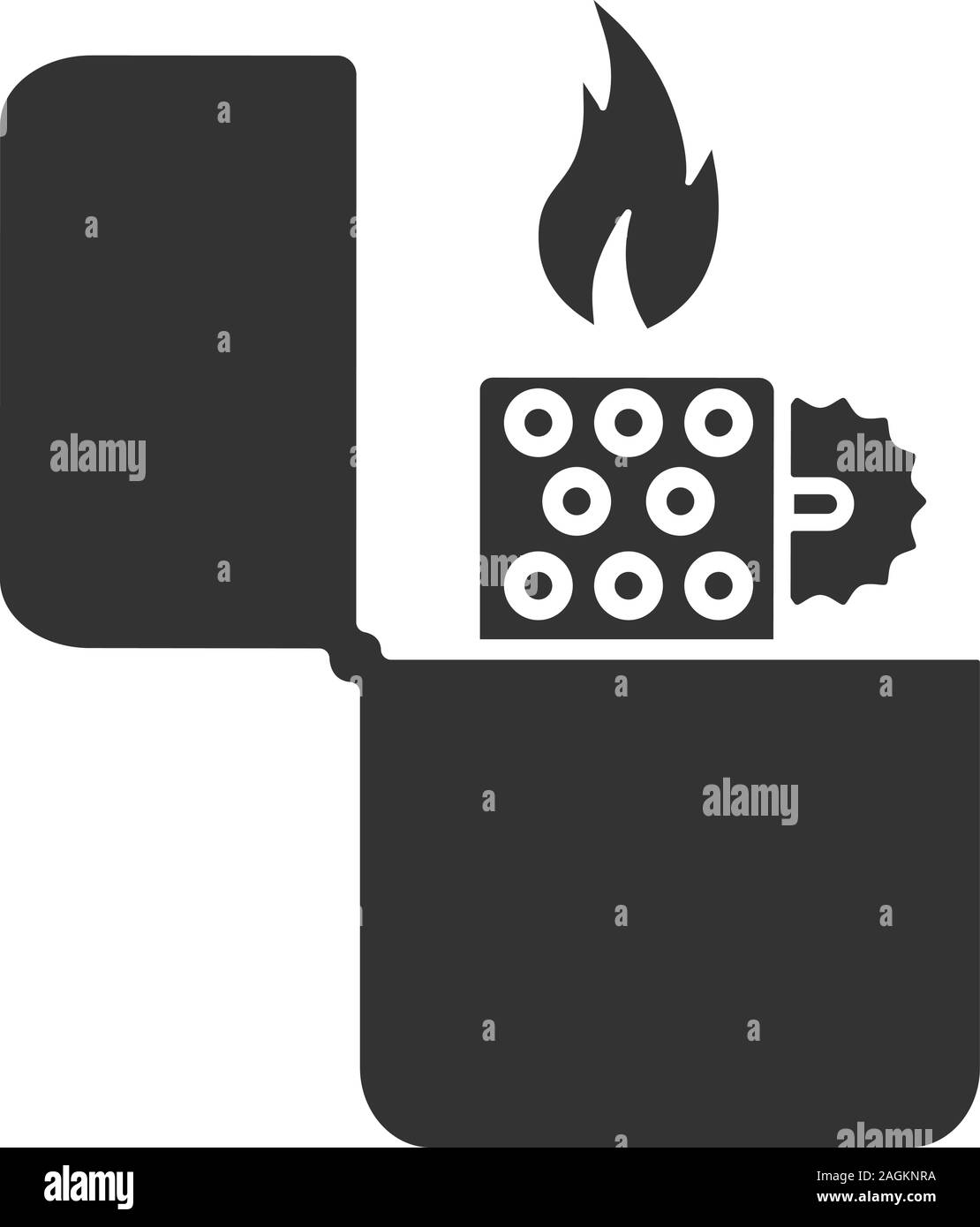 Flip lighter glyph icon. Cigarette lighter. Silhouette symbol. Negative ...
