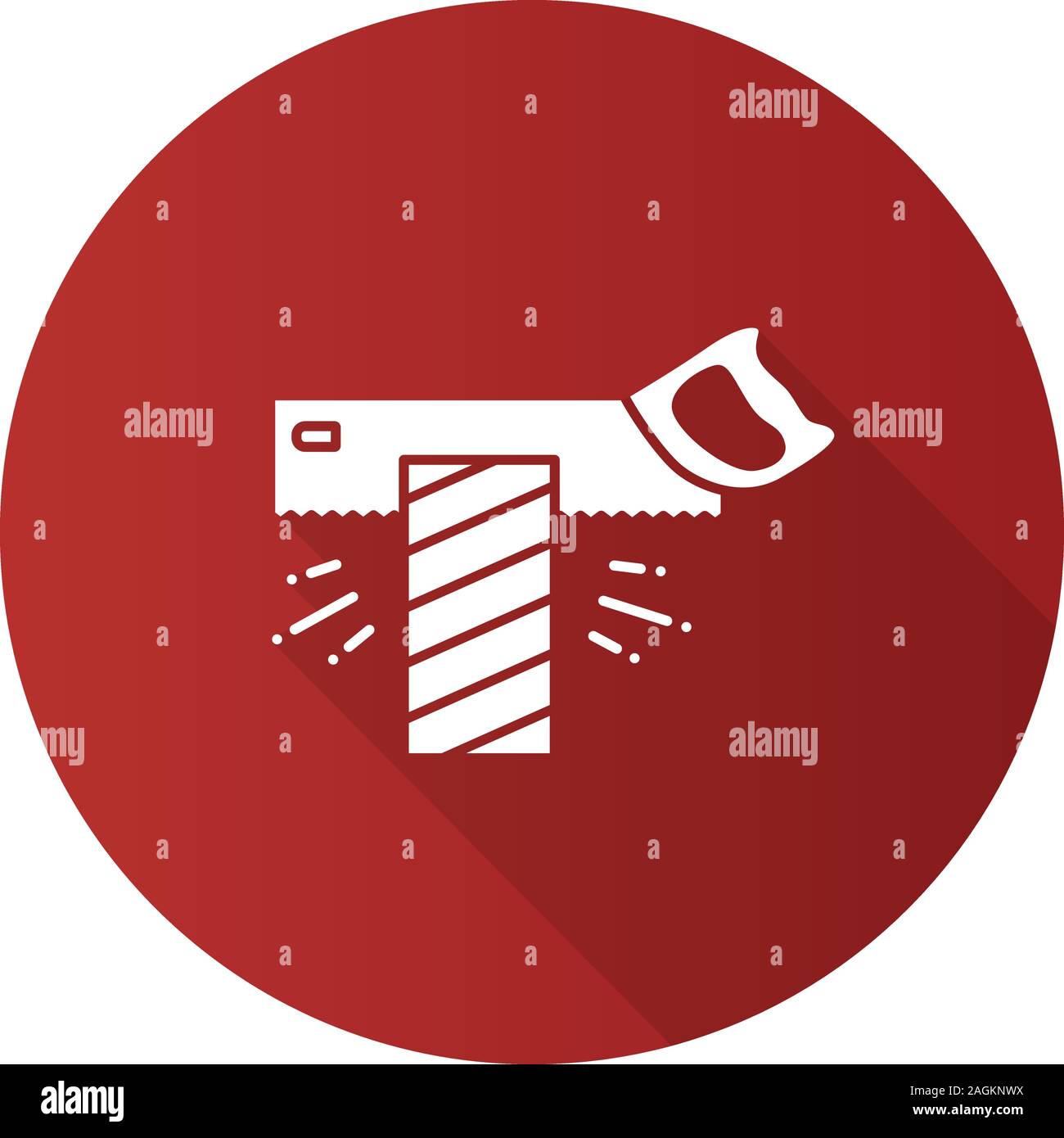 Tenon saw cutting wooden plank flat linear long shadow icon. Vector ...