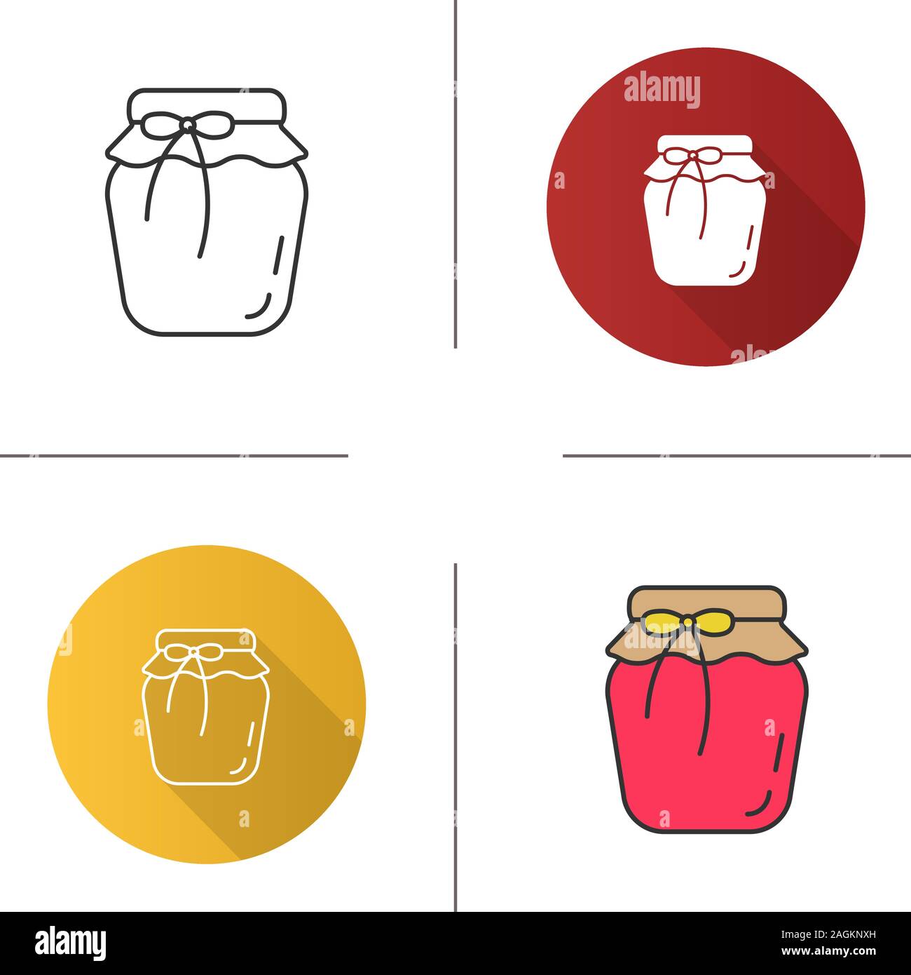Strawberry jam jar icon. Flat design, linear and color styles. Fruit ...