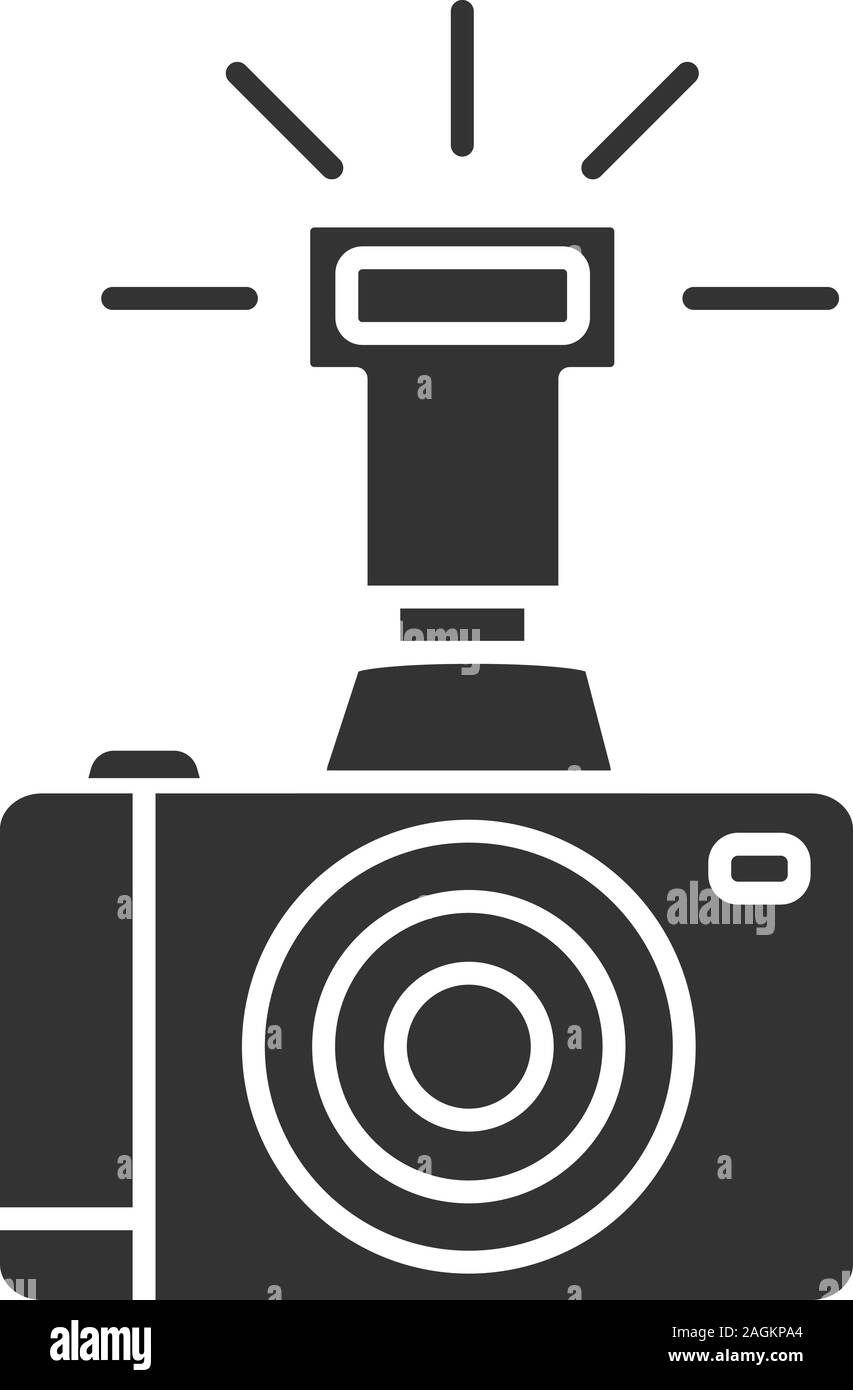 Professional photo camera glyph icon. Silhouette symbol. Negative space ...