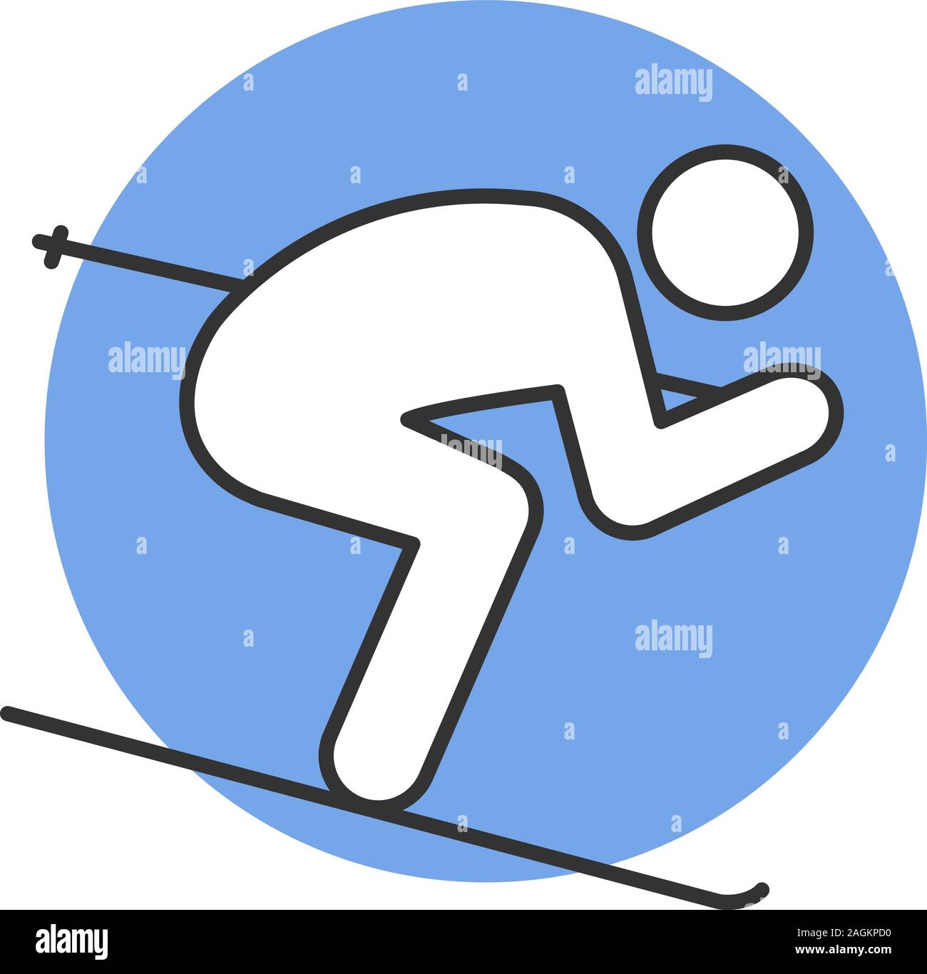 Skier color icon. Skiing person. Isolated vector illustration Stock ...
