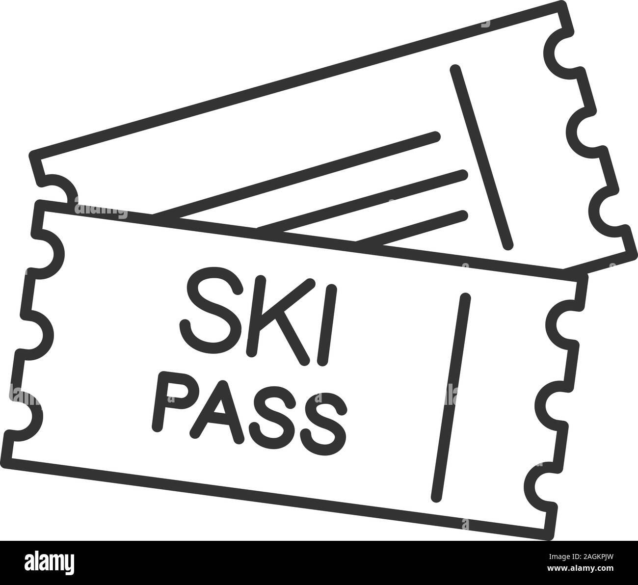 Ski pass linear icon. Thin line illustration. Lift tickets. Contour ...