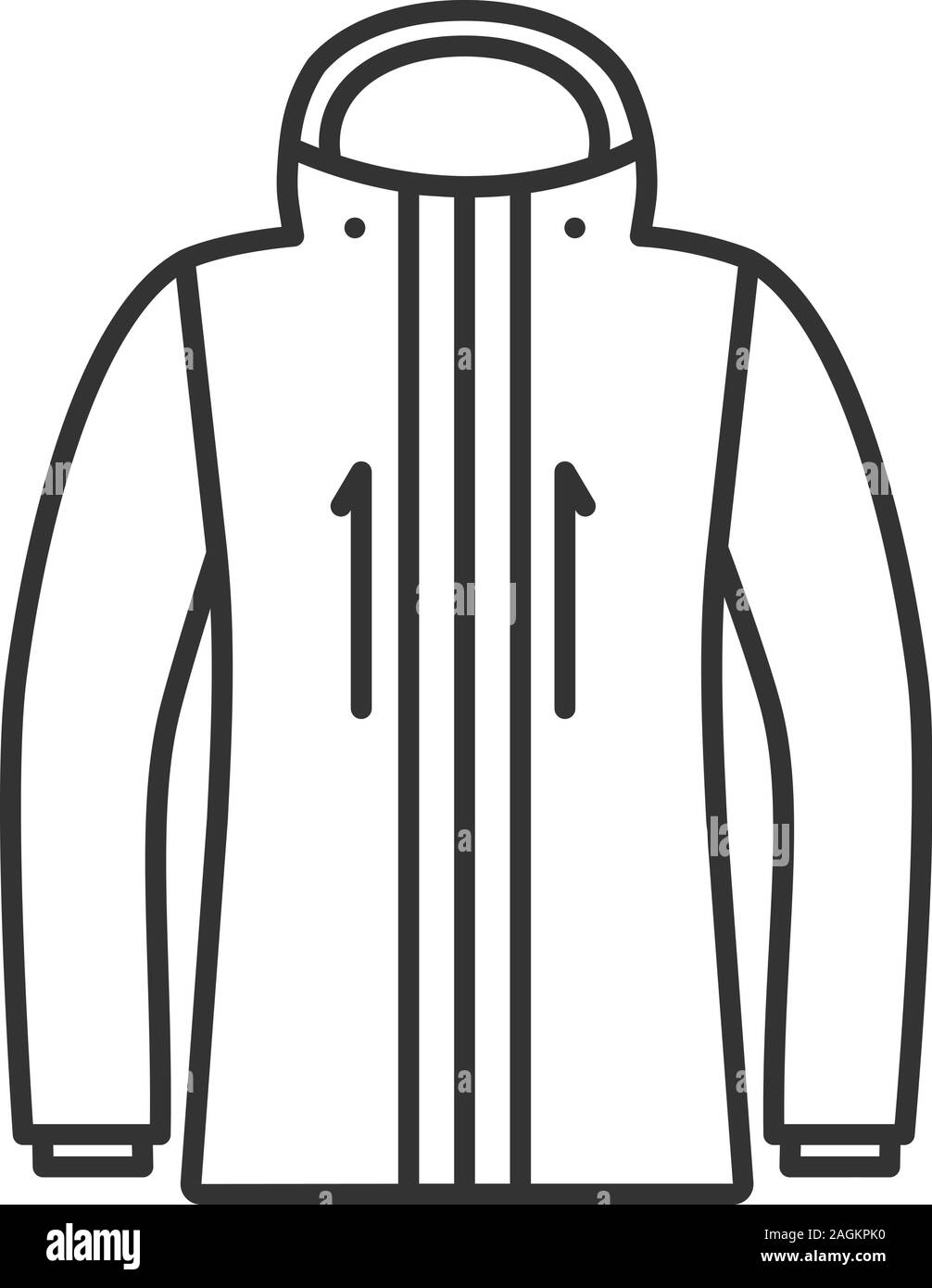 Ski jacket linear icon. Thin line illustration. Winter outerwear ...