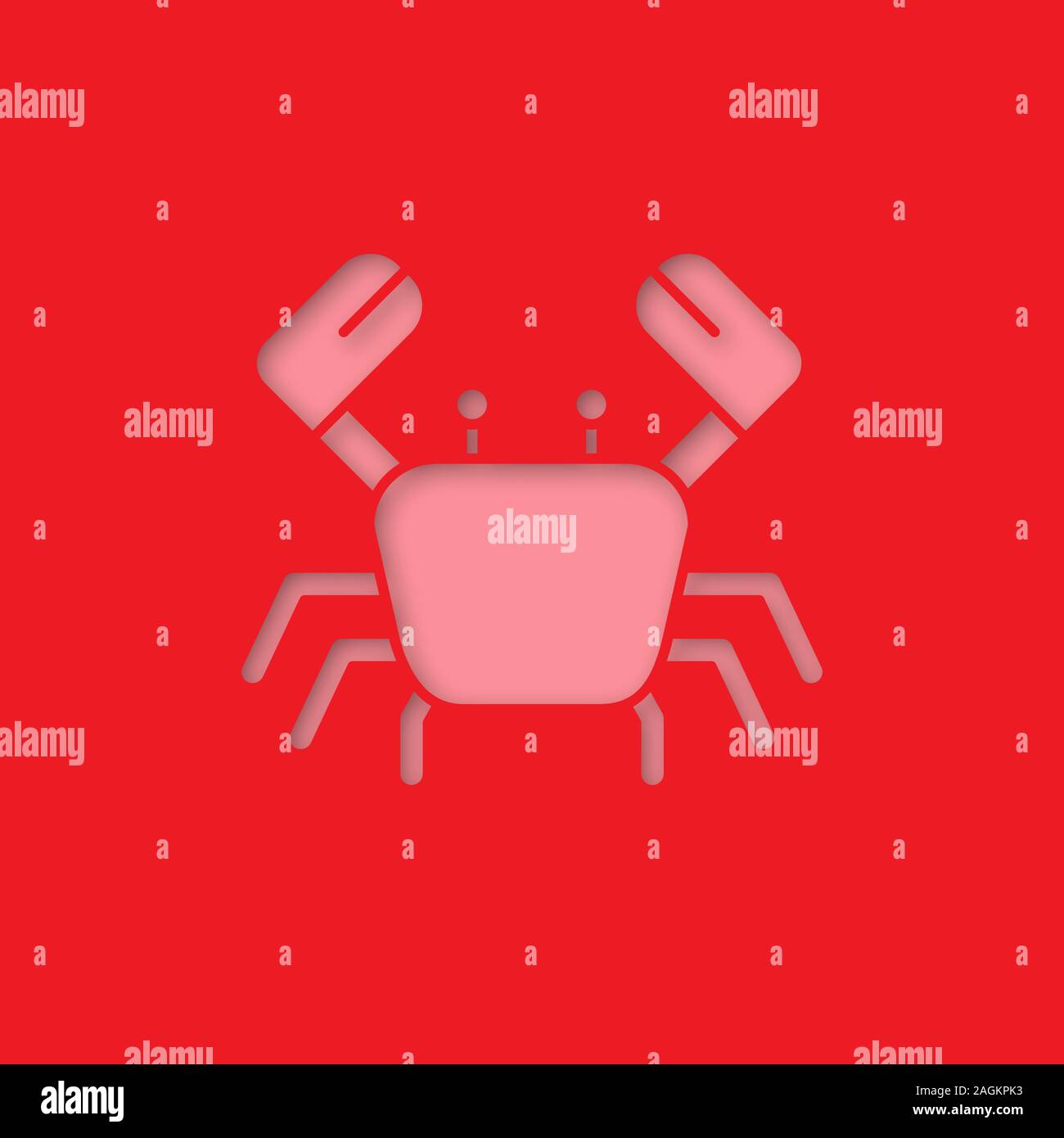 Crab paper cut out icon. Vector silhouette isolated illustration Stock ...