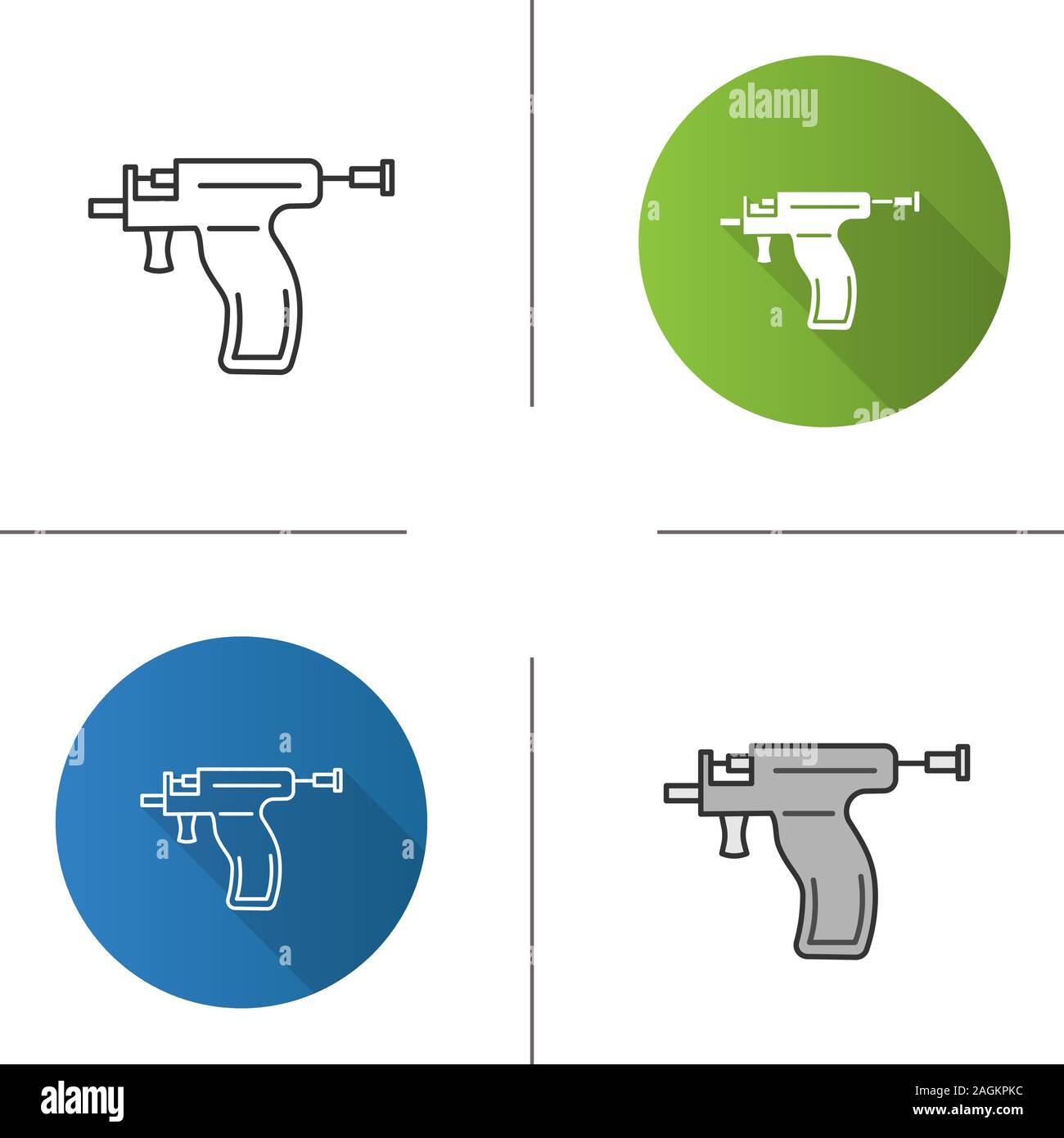 Piercing gun icon. Ear piercing instrument. Flat design, linear and ...