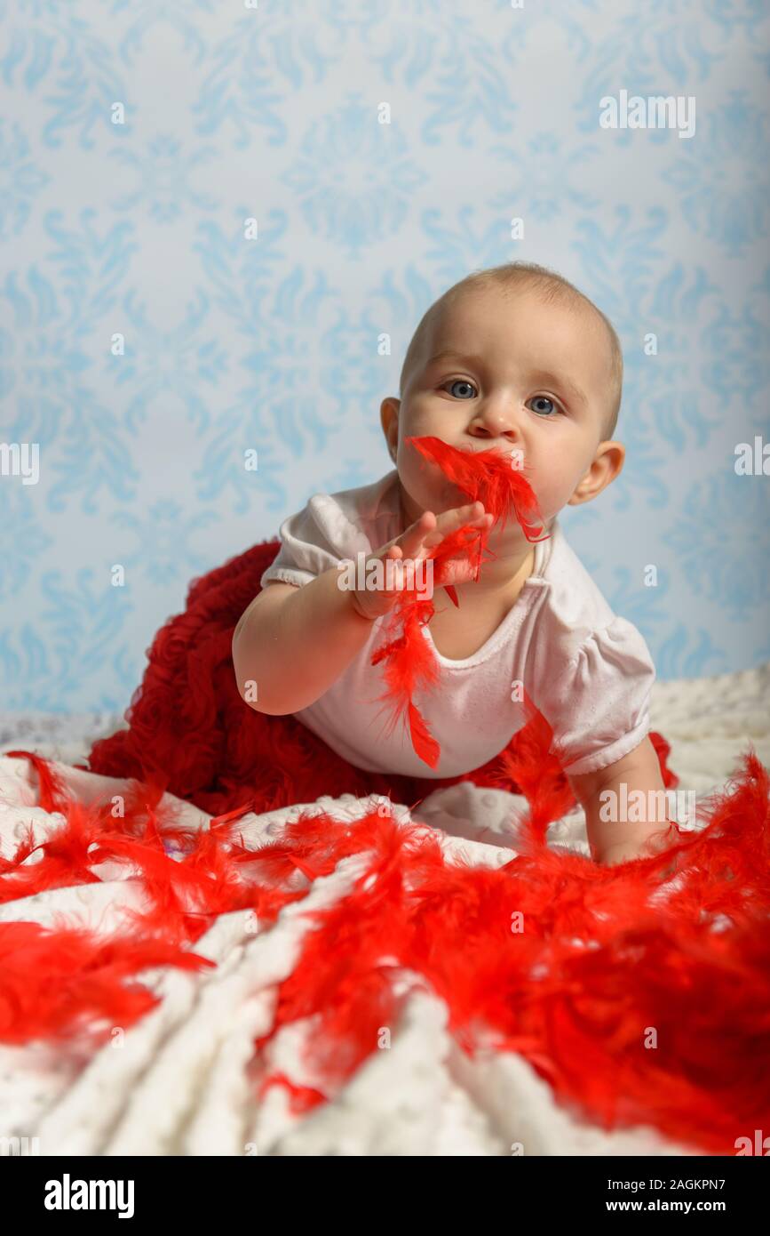 Portrait of adorable baby girl. Childhood. Authentic image Stock Photo ...
