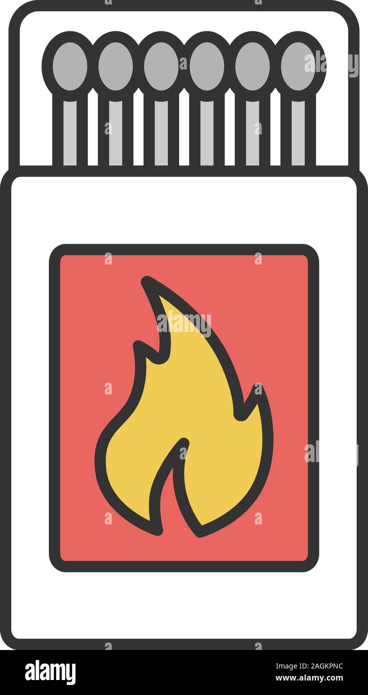 Open matchbox with matchsticks color icon. Isolated vector illustration ...