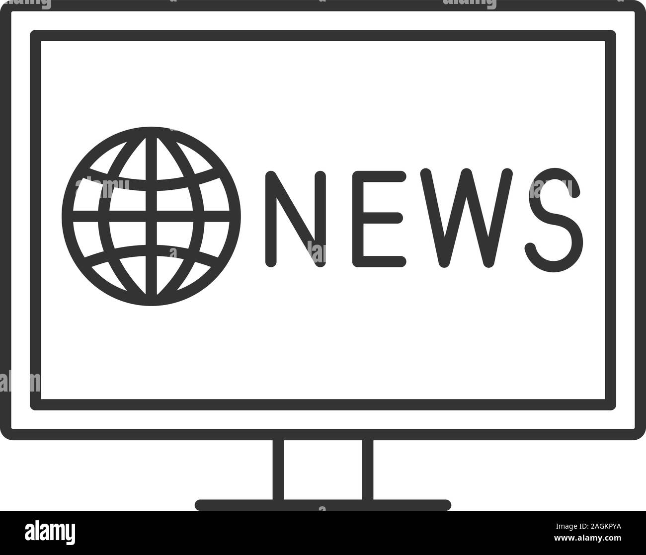 TV news linear icon. Thin line illustration. Newscast. Contour symbol ...