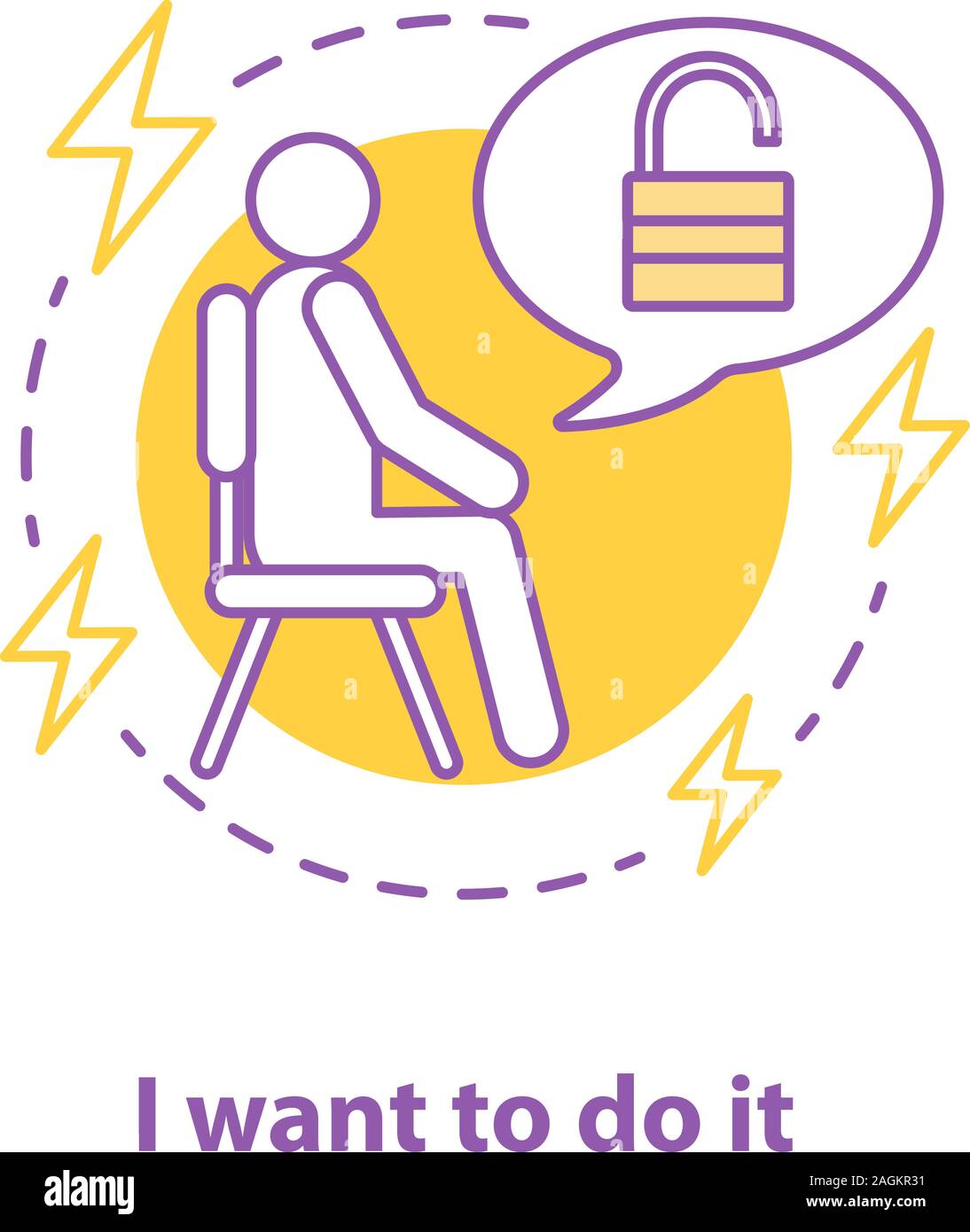 Desire to work concept icon. Problem solving idea thin line illustration. Thinking process ...