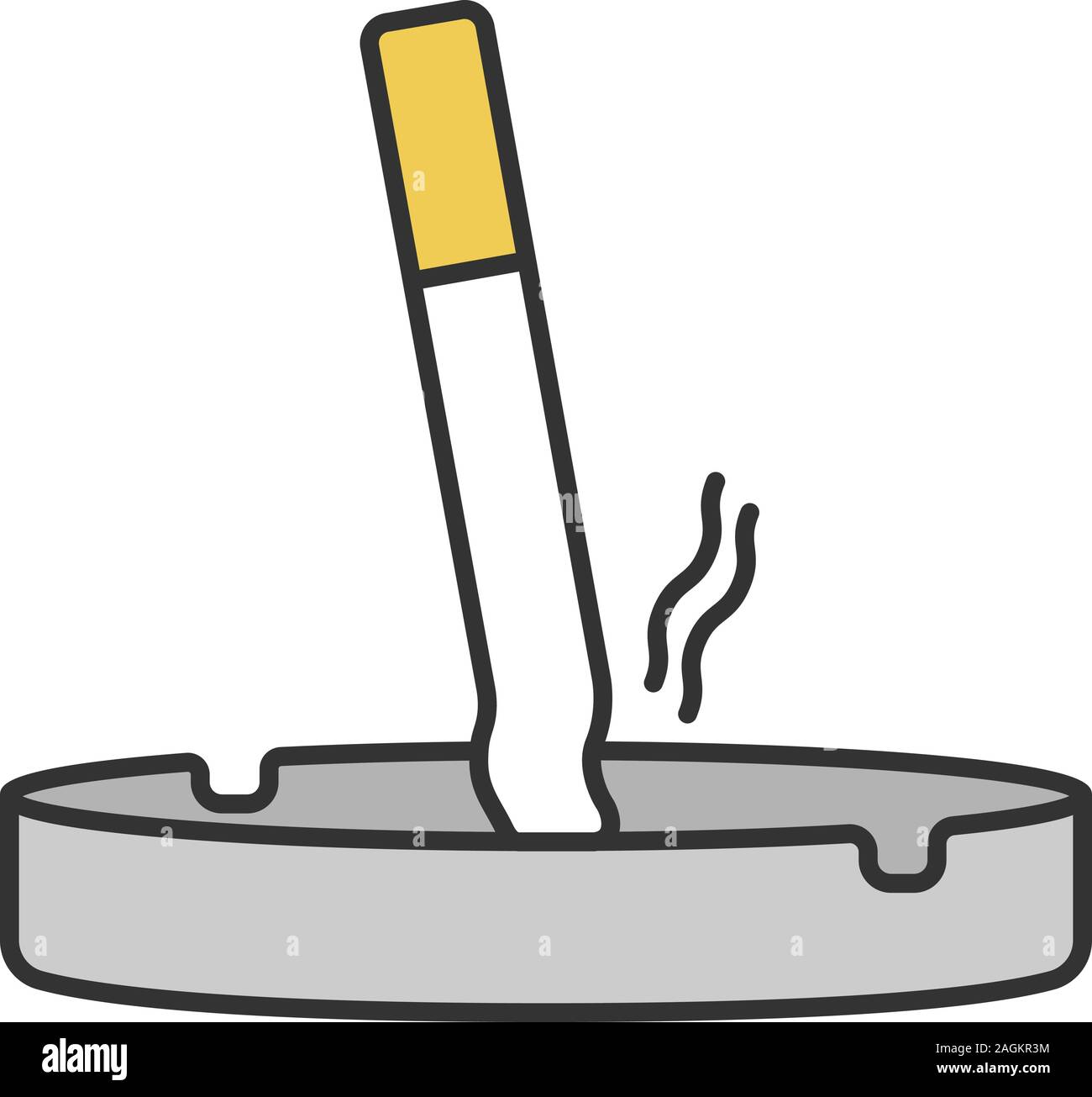 Ashtray with stubbed out cigarette color icon. Stop smoking. Isolated ...
