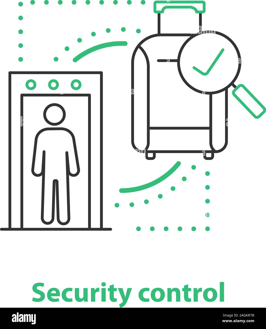 Airport security control concept icon. Successful baggage check thin ...