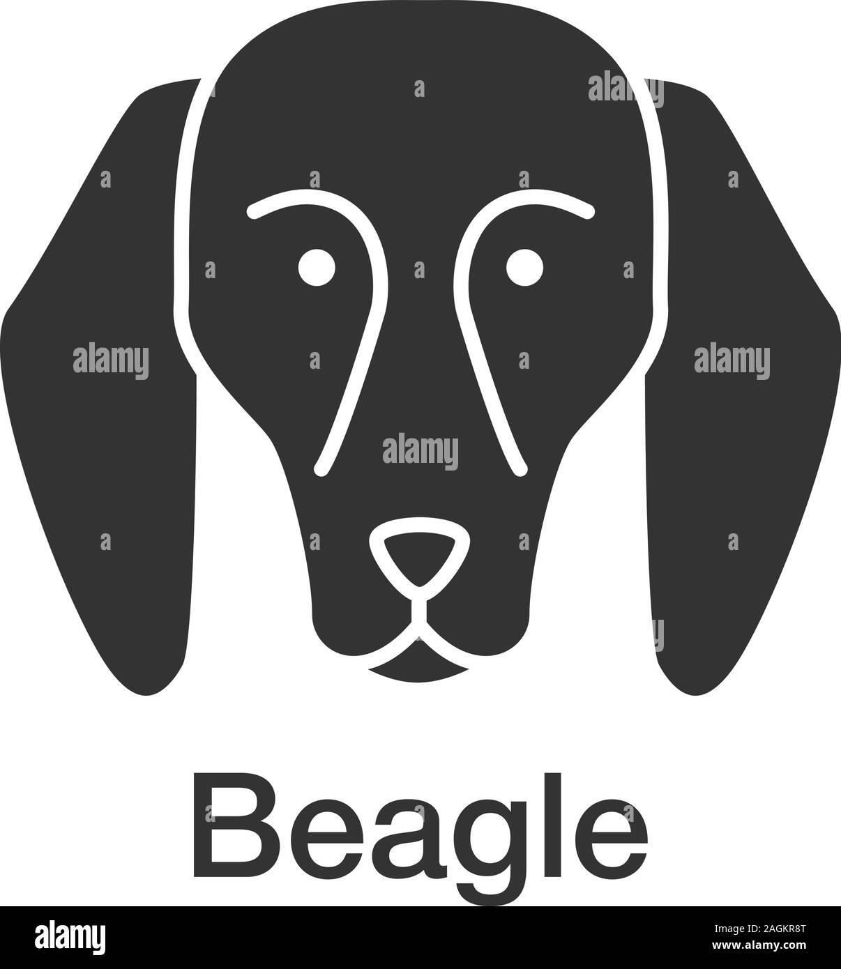 Beagle glyph icon. Hound dog breed. Silhouette symbol. Negative space ...