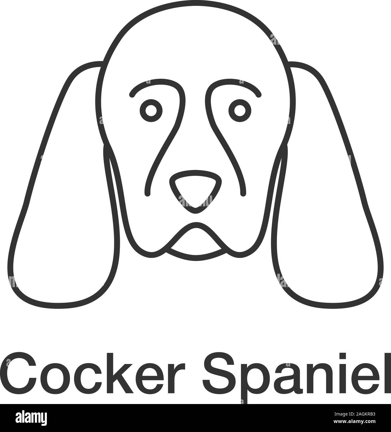Cocker Spaniel linear icon. Thin line illustration. Gundog breed ...