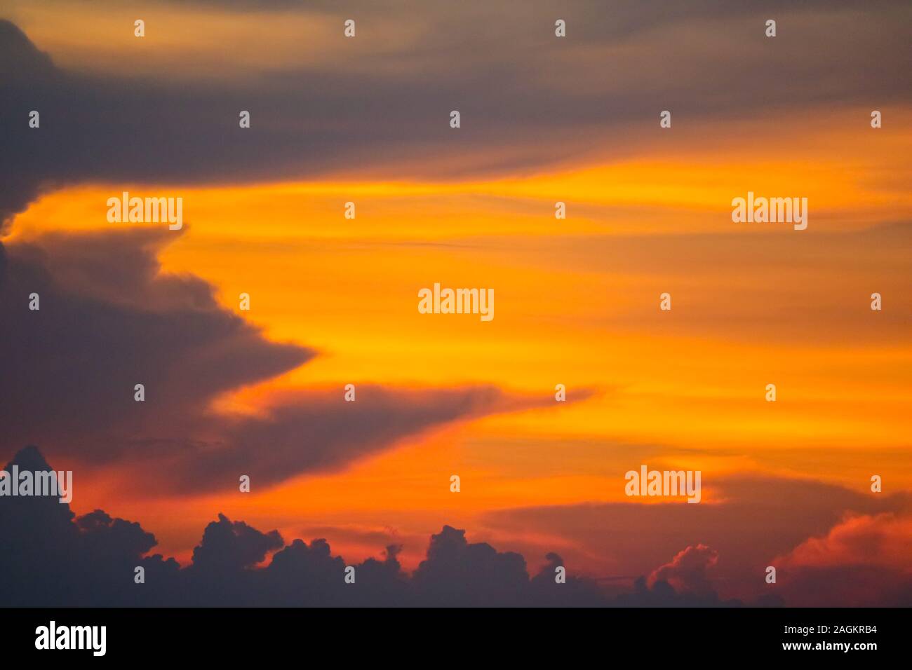 flame cloud sunset on sea and ray colorful sky background Stock Photo ...