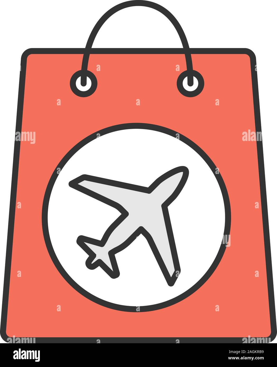 Duty free purchase color icon. Shopping bag with airplane. Isolated ...