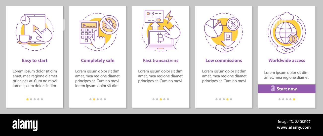 Internet Banking App Onboarding Mobile App Page Screen With Linear Concepts Credit Card