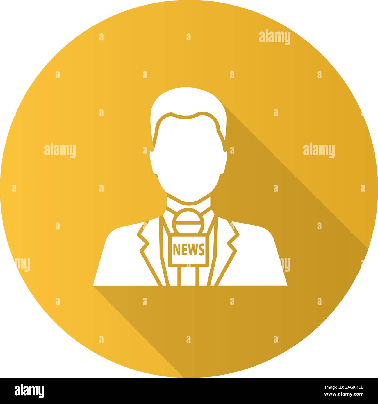 TV presenter flat design long shadow glyph icon. News reporter with ...