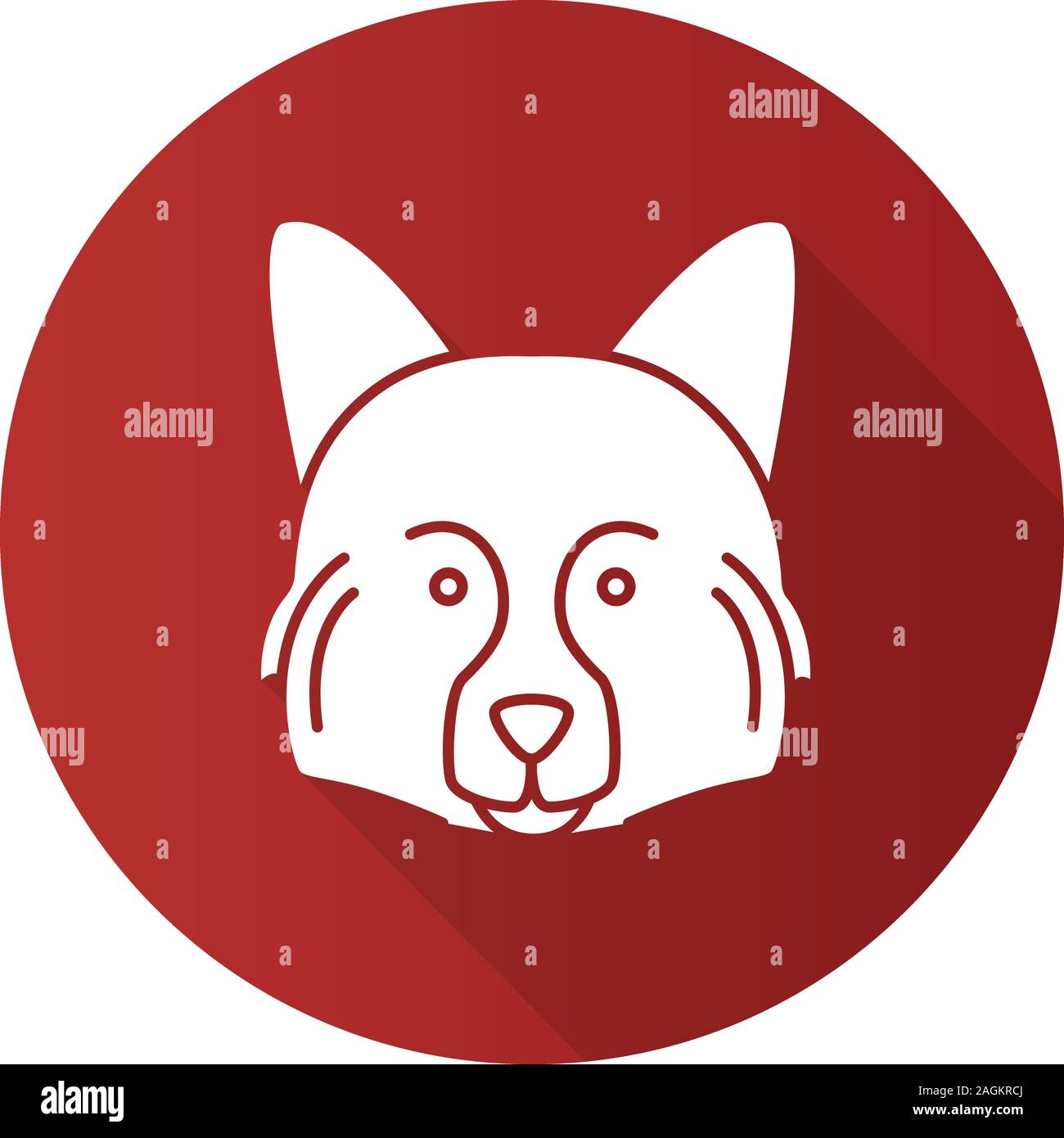 German Spitz flat design long shadow glyph icon. Hunting dog breed ...