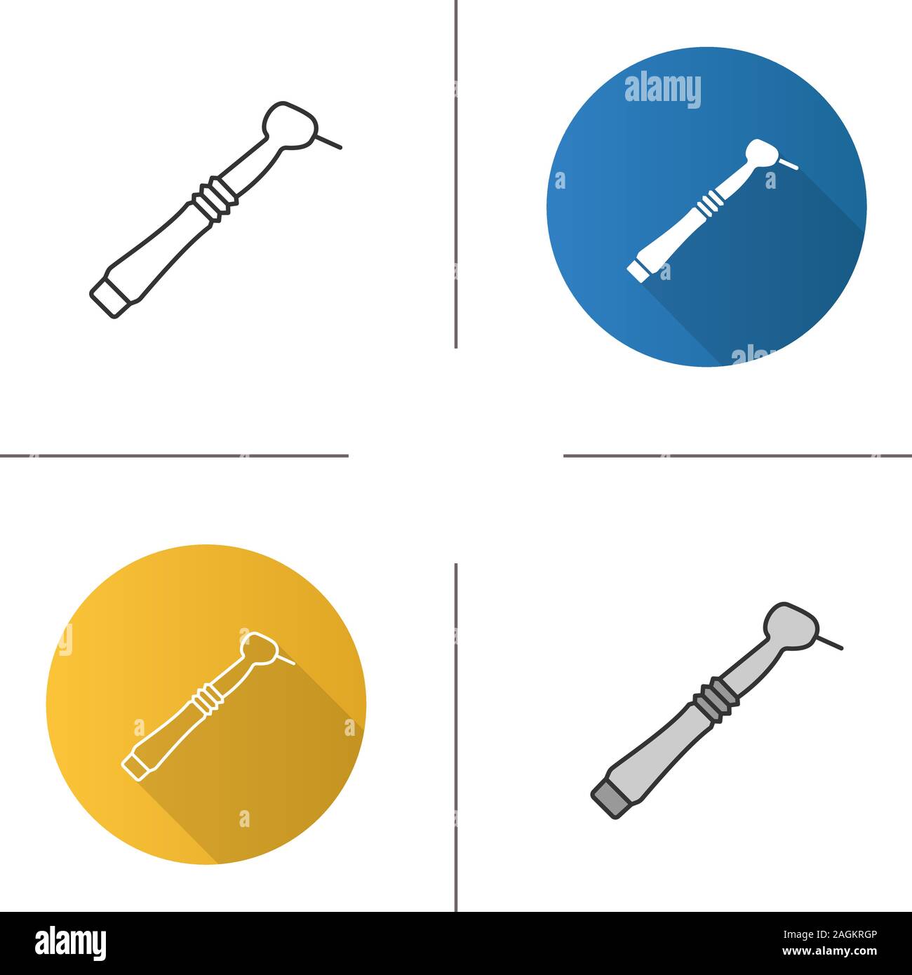 Dental drill icon. Dental handpiece. Flat design, linear and color ...