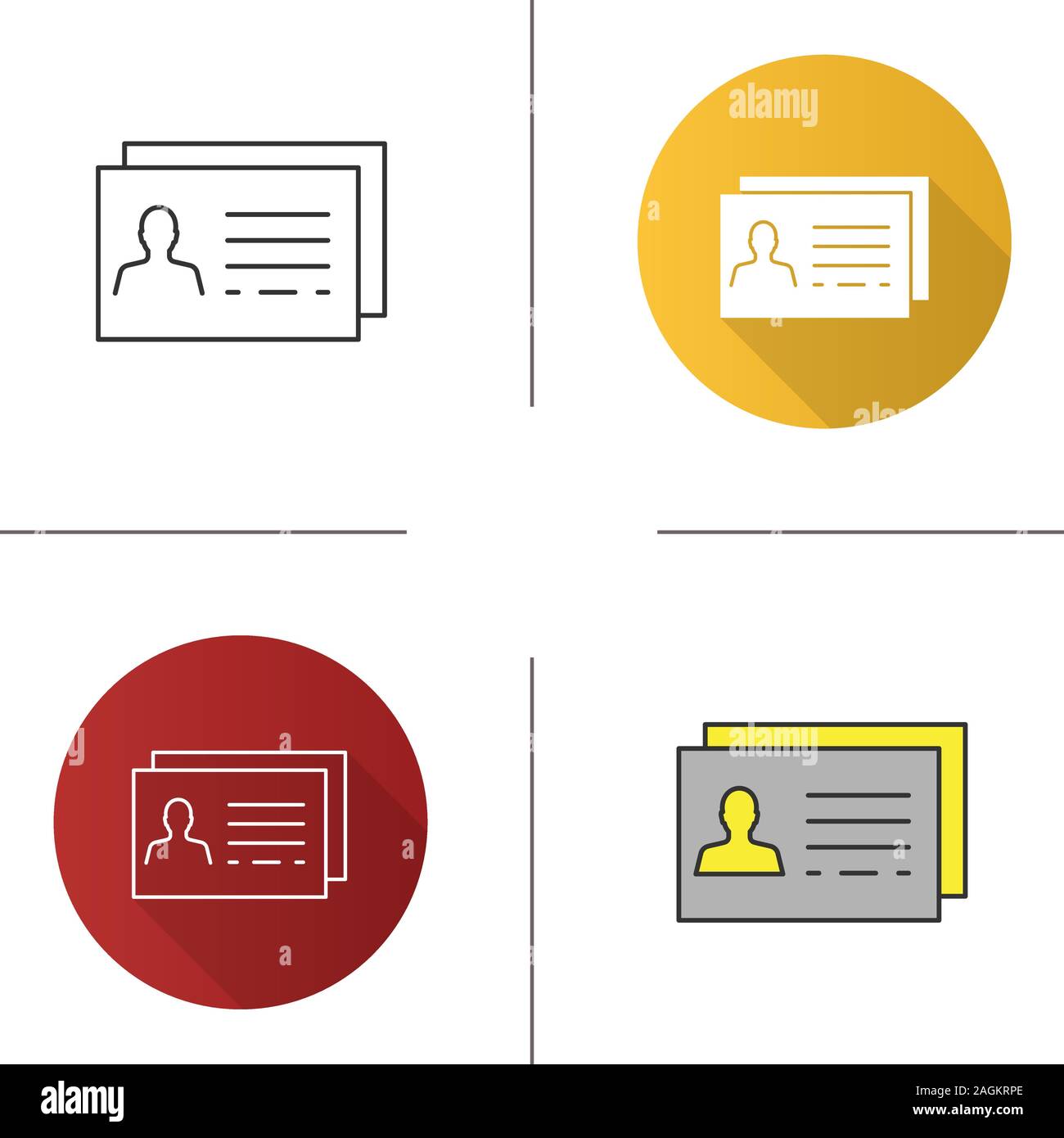 Business card template icon. Pictures. Flat design, linear and color ...