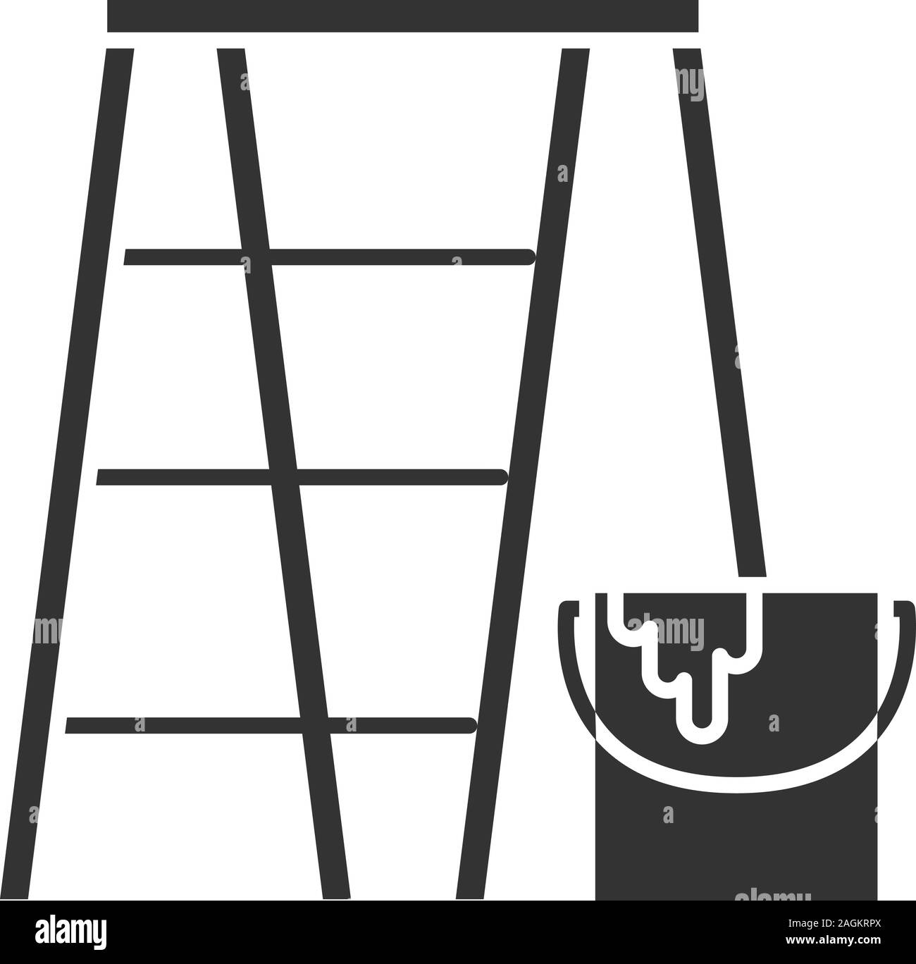 Scaffolding ladder with paint bucket glyph icon. Painting, dyeing ...