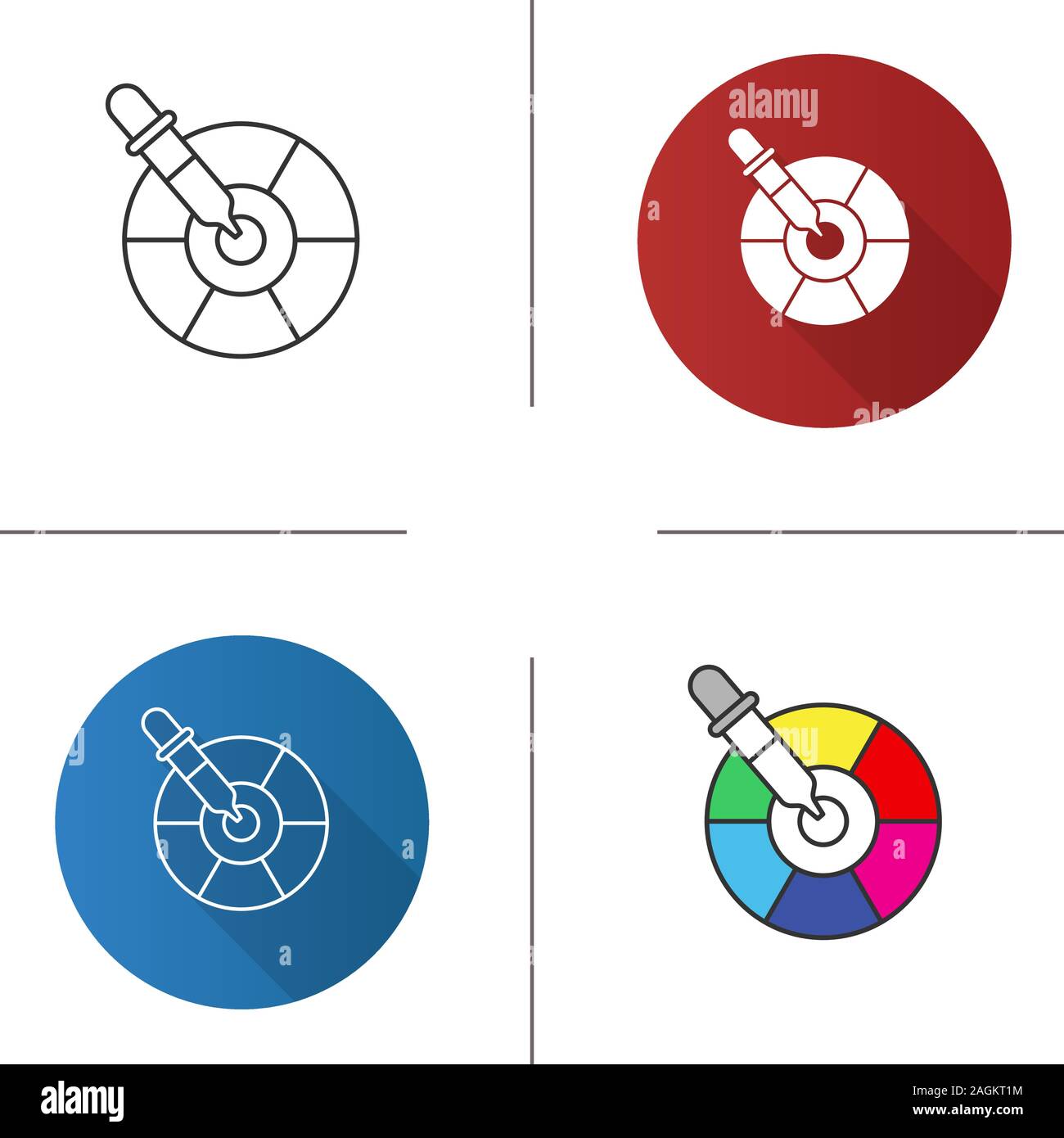 Color picker tool icon. Palette. Flat design, linear and color styles ...