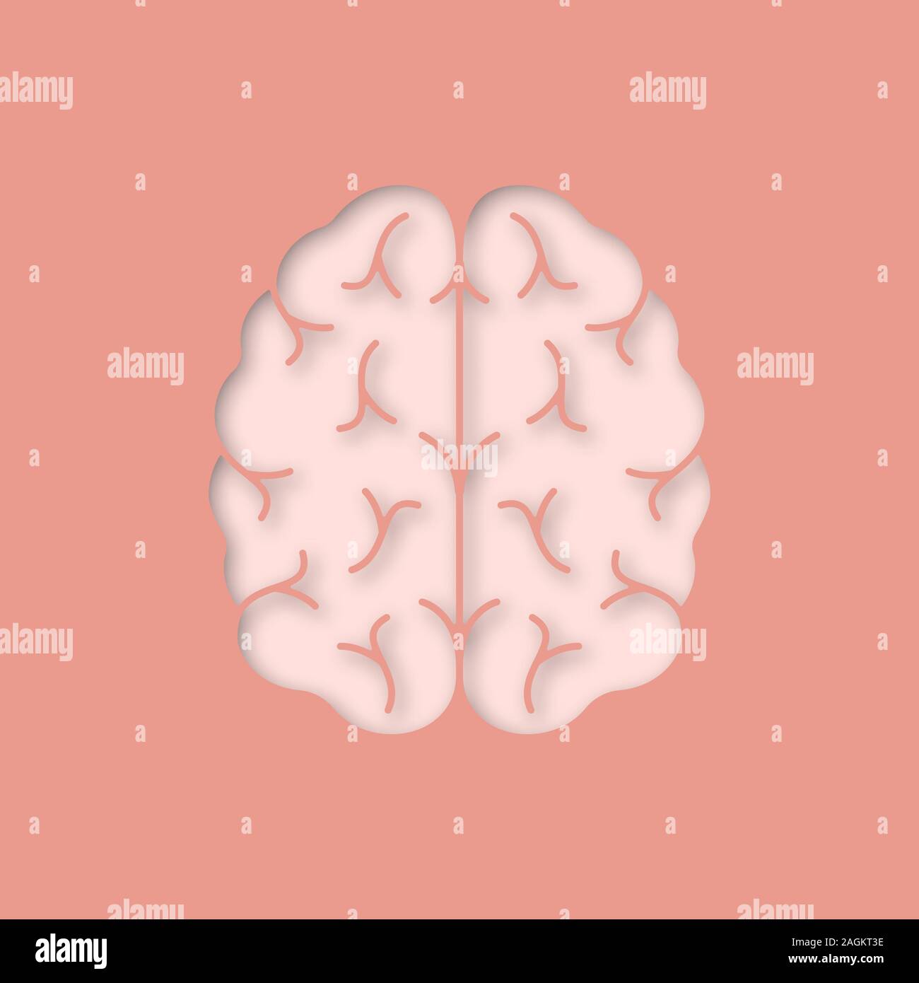 Human brain paper cut out icon. Nervous system organ. Vector silhouette ...