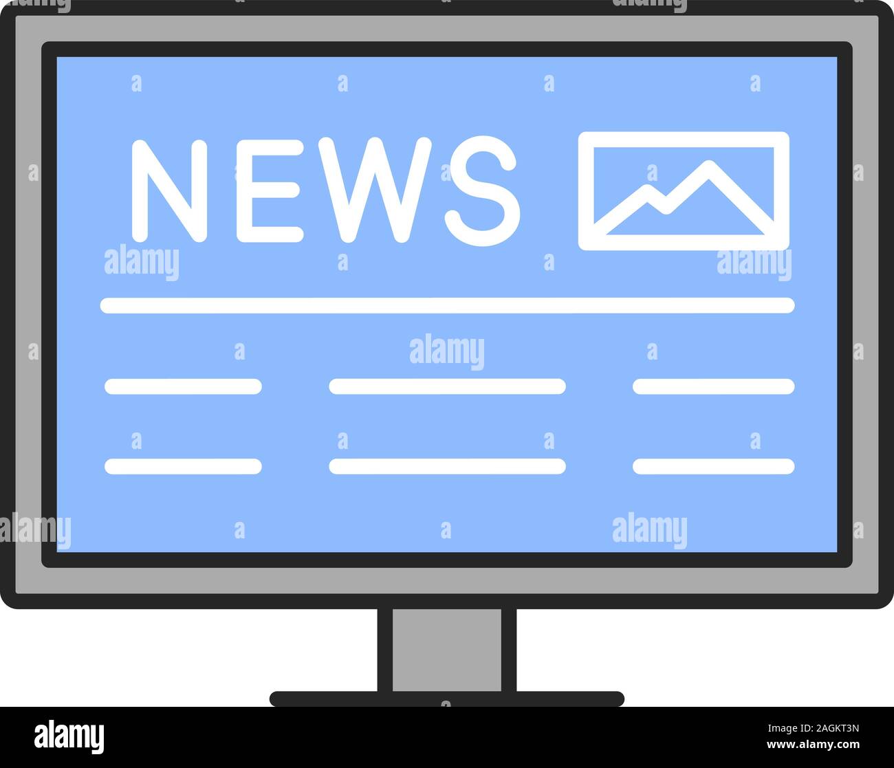 Electronic newspaper color icon. Online news on pc. Isolated vector ...