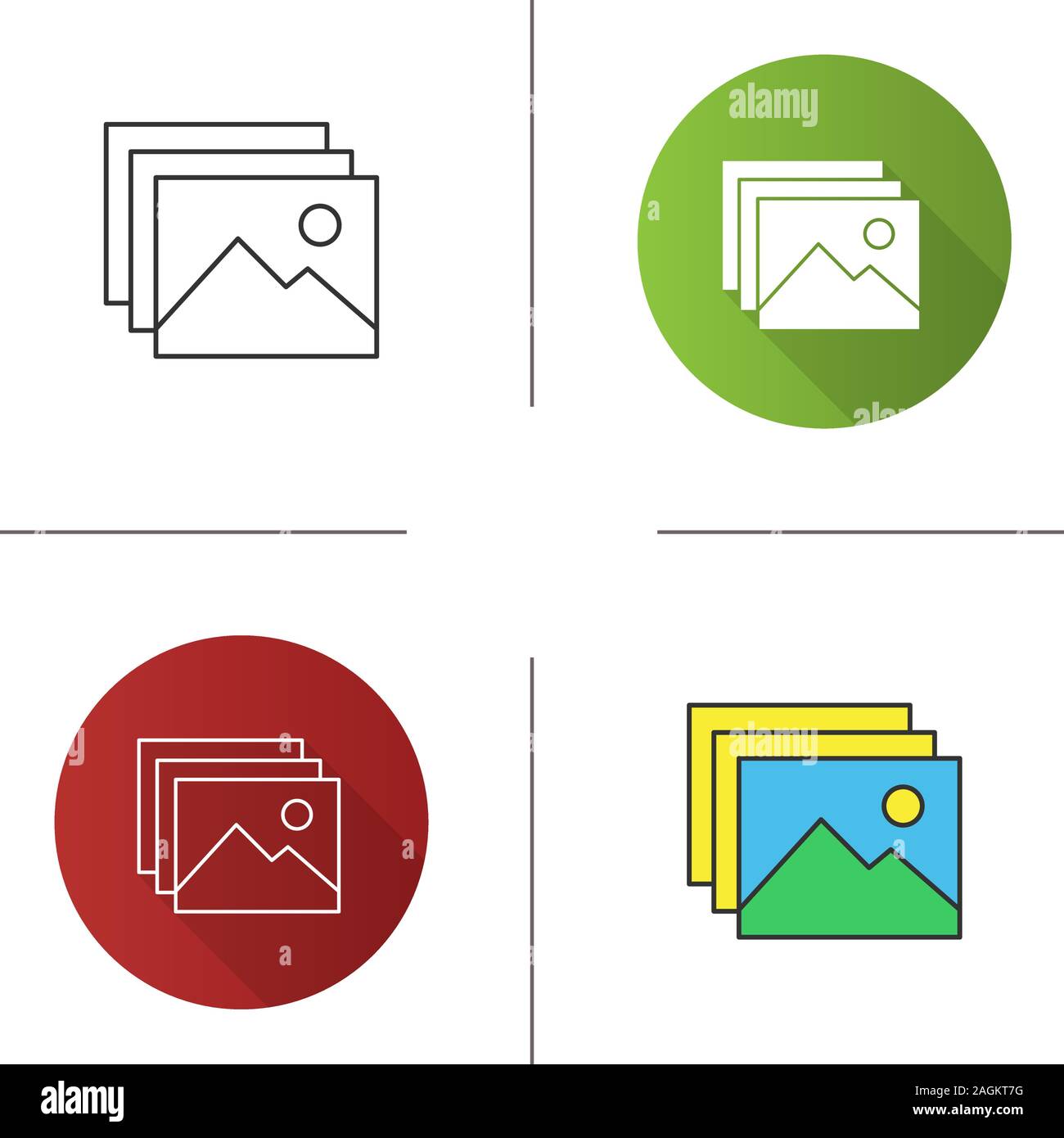 Digital images, photos icon. Flat design, linear and color styles ...