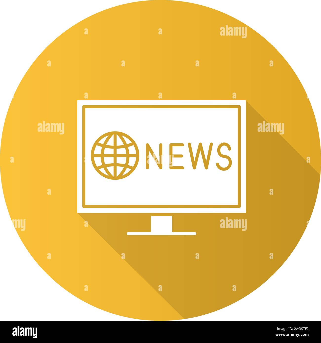 TV news flat design long shadow glyph icon. Newscast. Vector silhouette ...