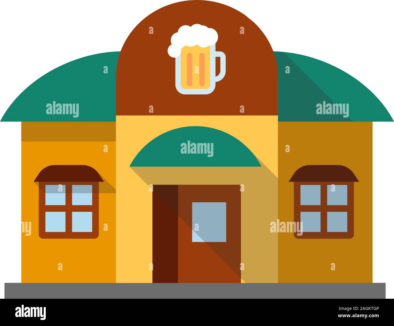 Alehouse, beerhouse flat design long shadow color icon. Pub. Vector ...