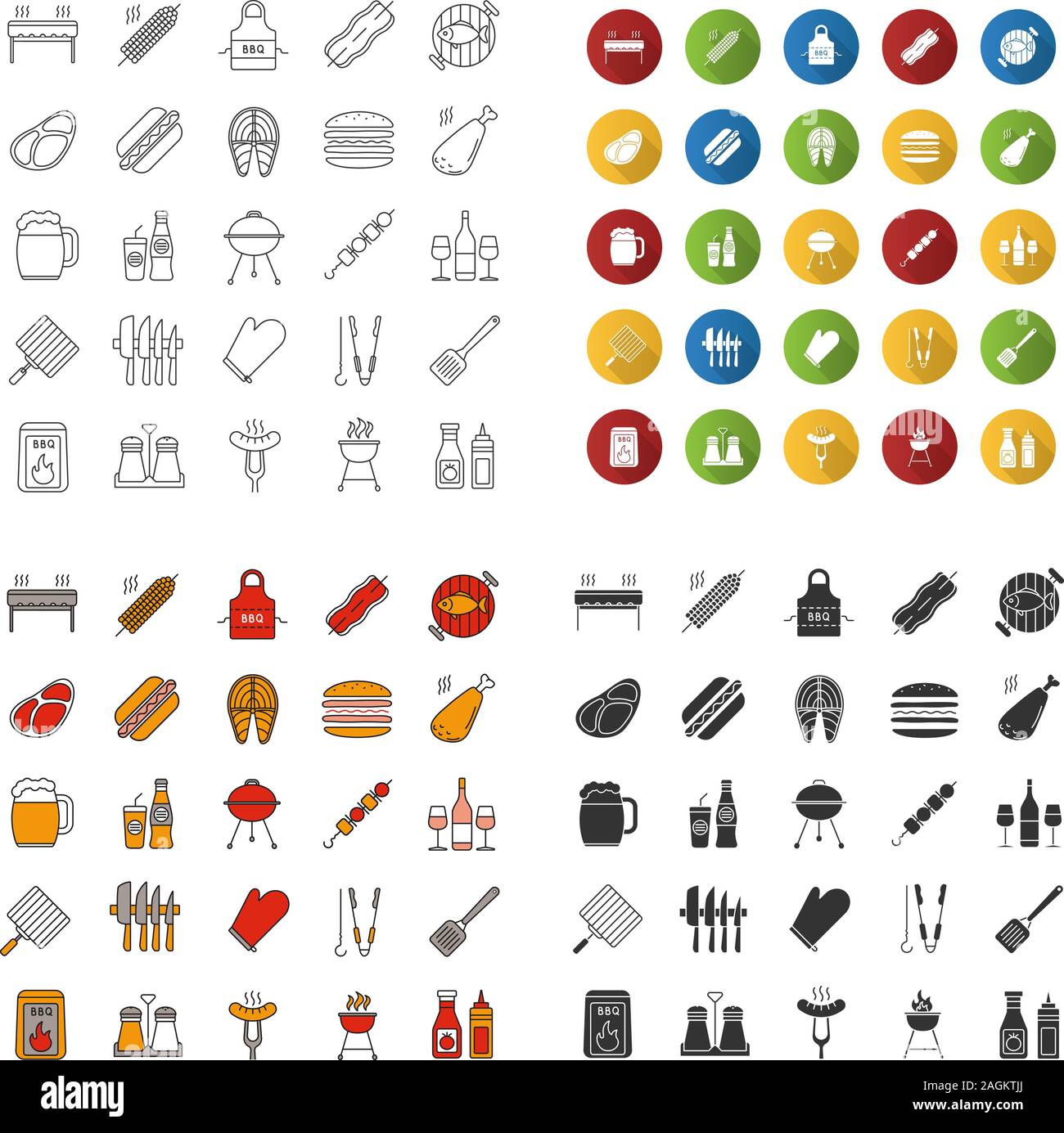 Barbecue icons set. BBQ. Barbeque grills, food, drinks, kitchen ...