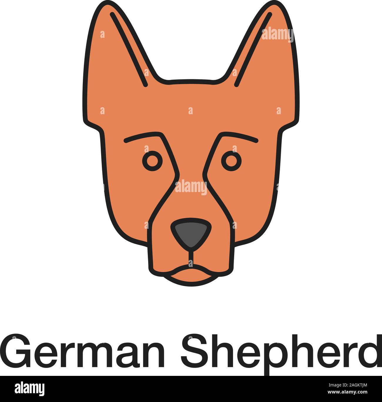 German Shepherd color icon. Alsatian. Guide dog breed. Isolated vector ...