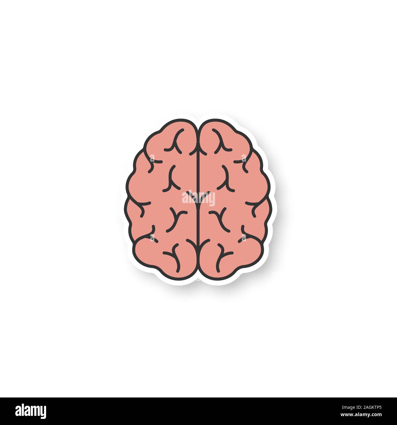 Human brain patch. Color sticker. Nervous system organ. Vector isolated ...