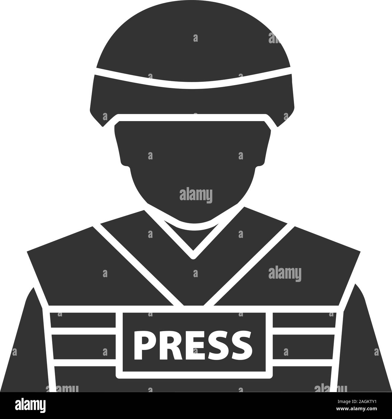 War correspondent glyph icon. Military journalist. Silhouette symbol ...
