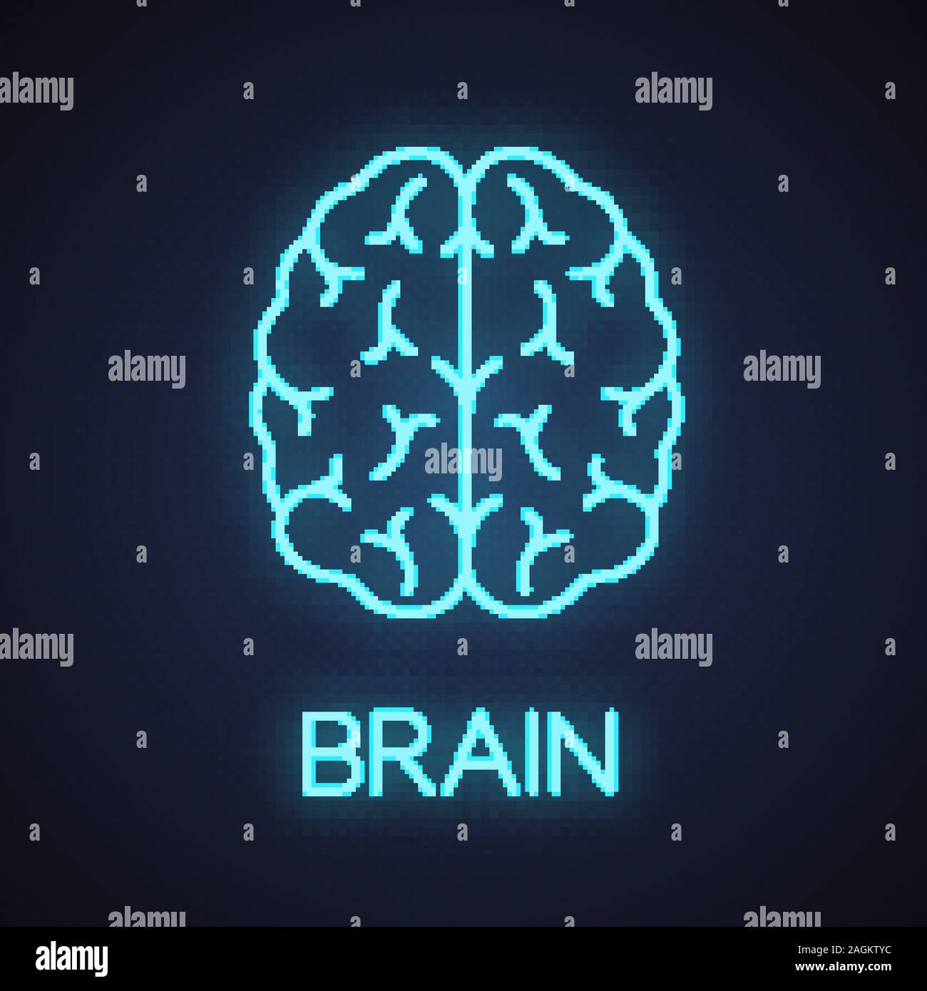 Human brain neon light icon. Nervous system organ. Glowing sign. Vector ...