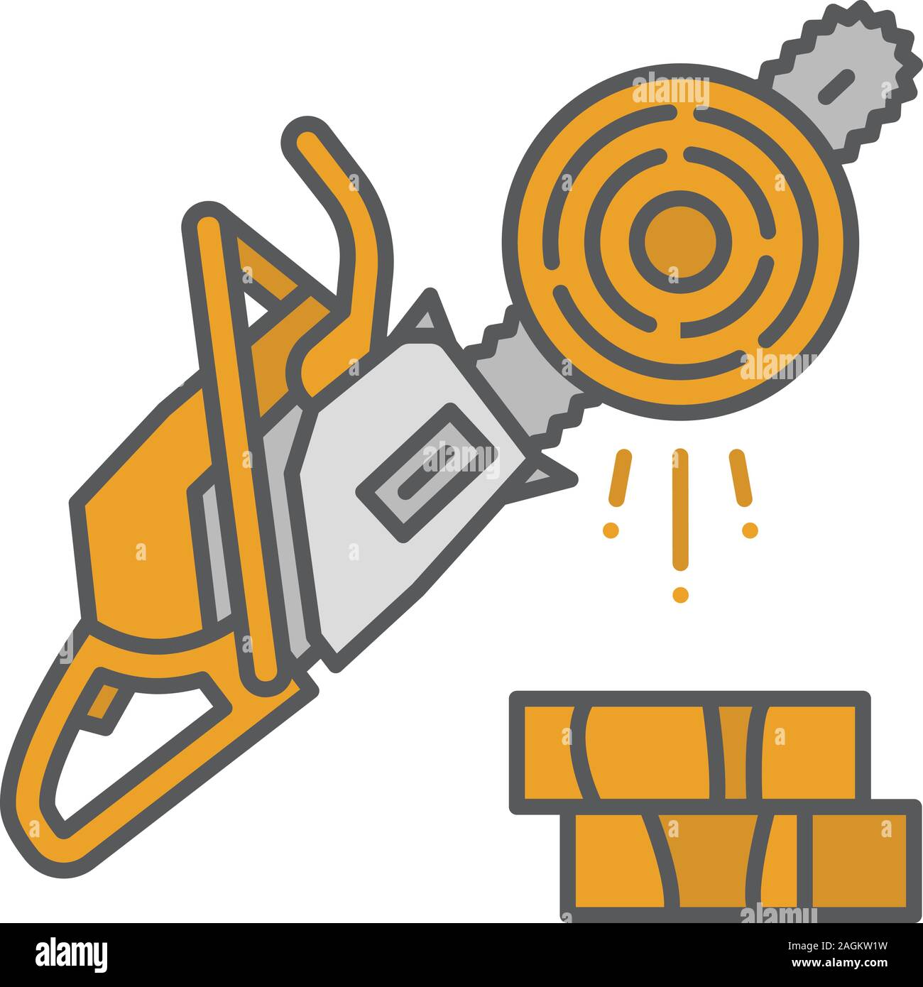 Chainsaw color icon. Logging. Petrol-driven power chainsaw. Isolated ...