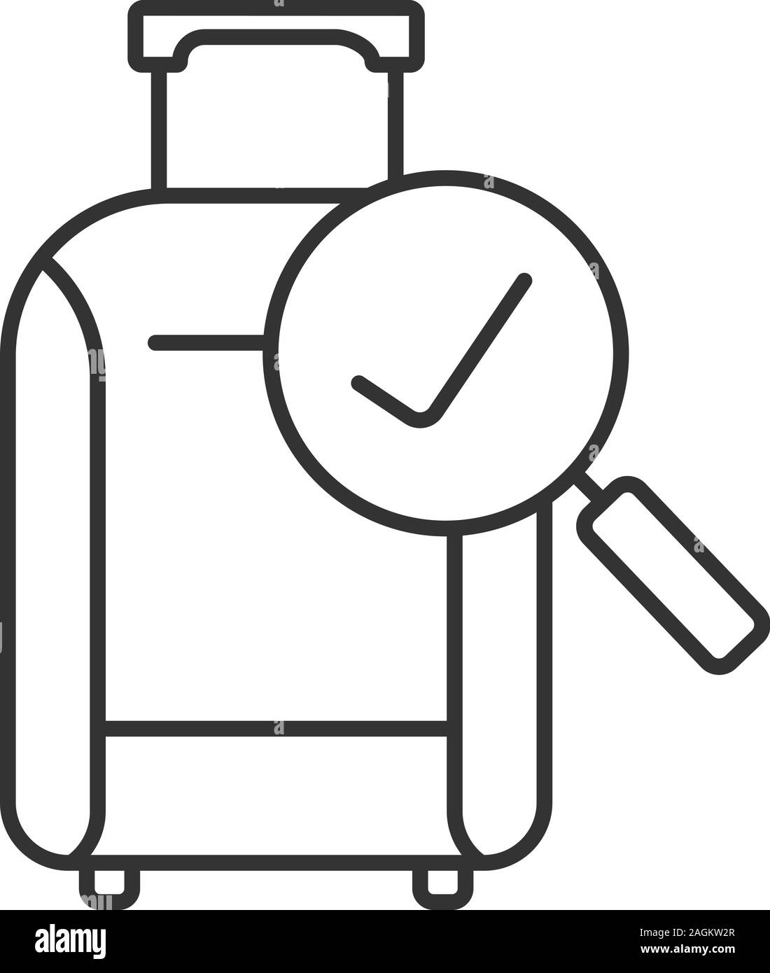 Baggage allowance linear icon. Successful luggage check. Thin line ...