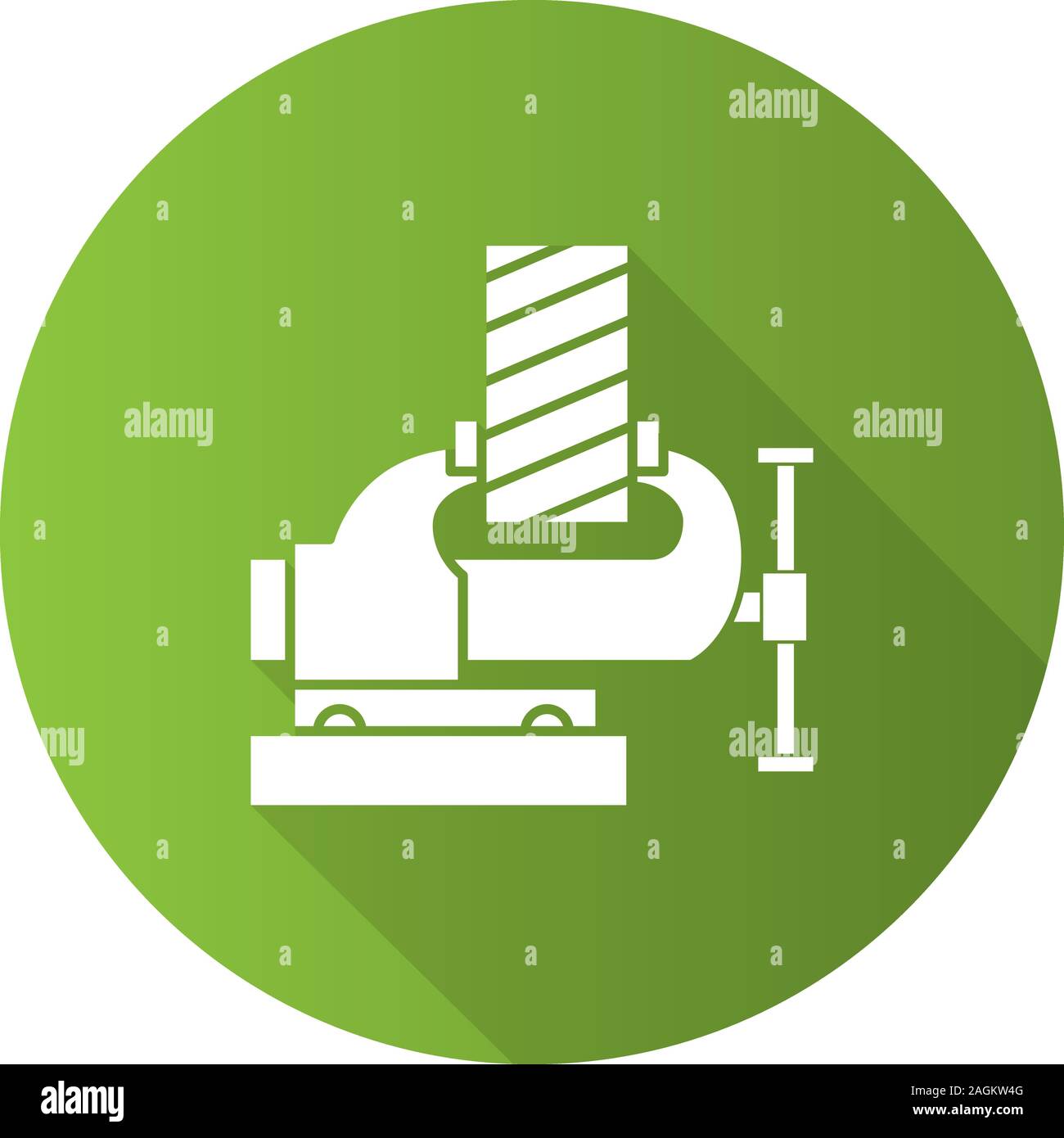 Bench vice fixing wooden plank flat linear long shadow icon. Leg vice ...